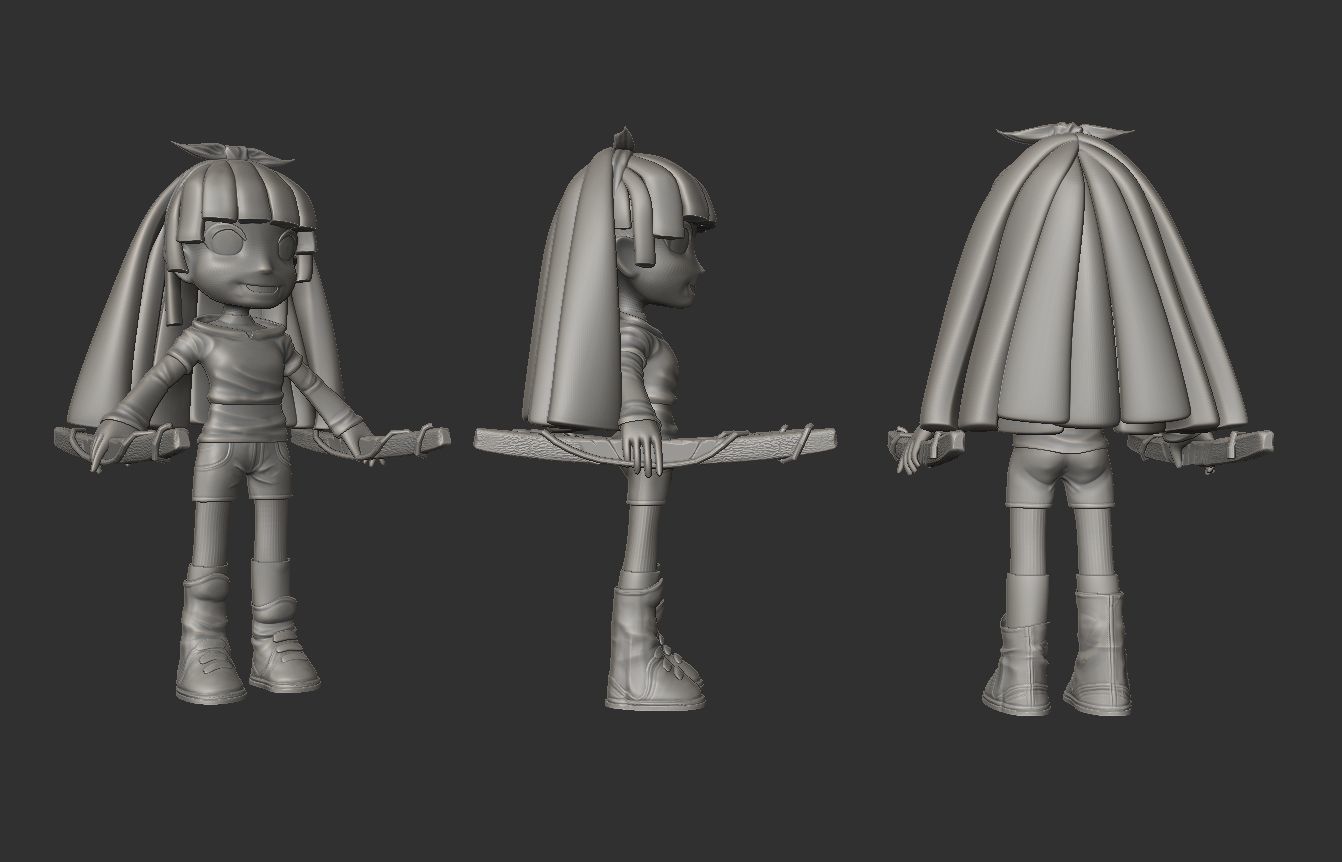 3D model stylized anime girl half chibi character VR / AR / low-poly ...