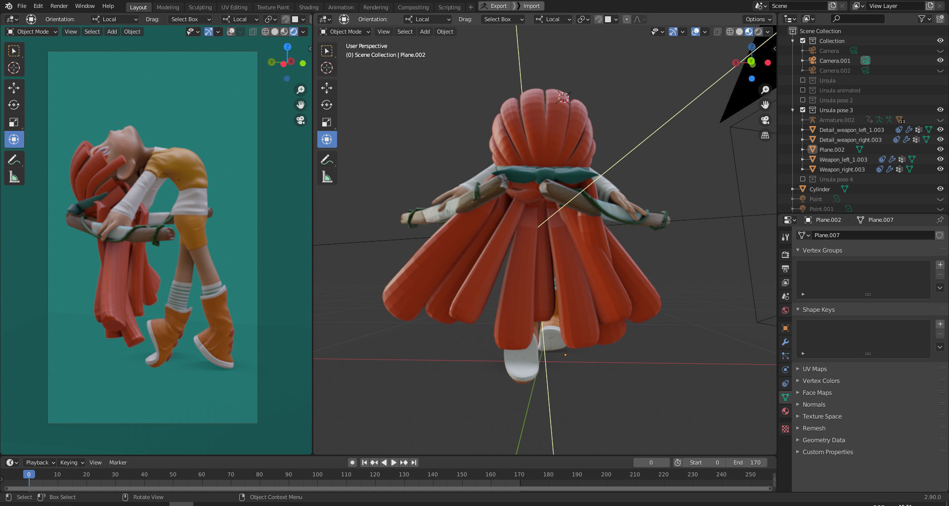 3D model stylized anime girl half chibi character VR / AR / low-poly ...
