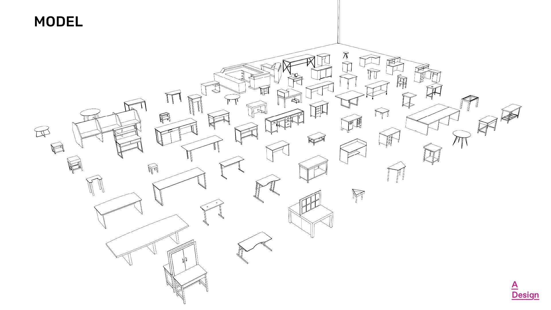 Tables big and small - Pack of revit families 3D model | CGTrader