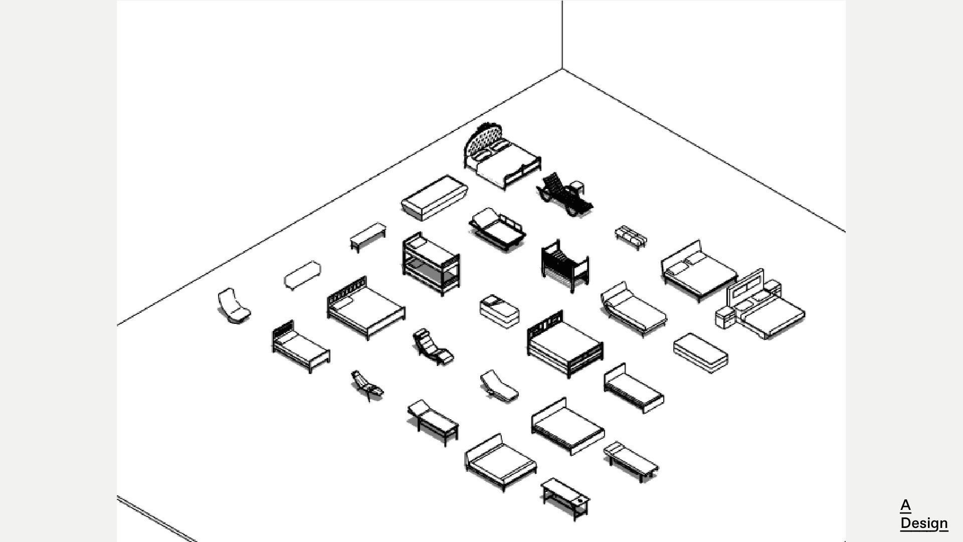 Beds - Pack of revit families 3D model | CGTrader