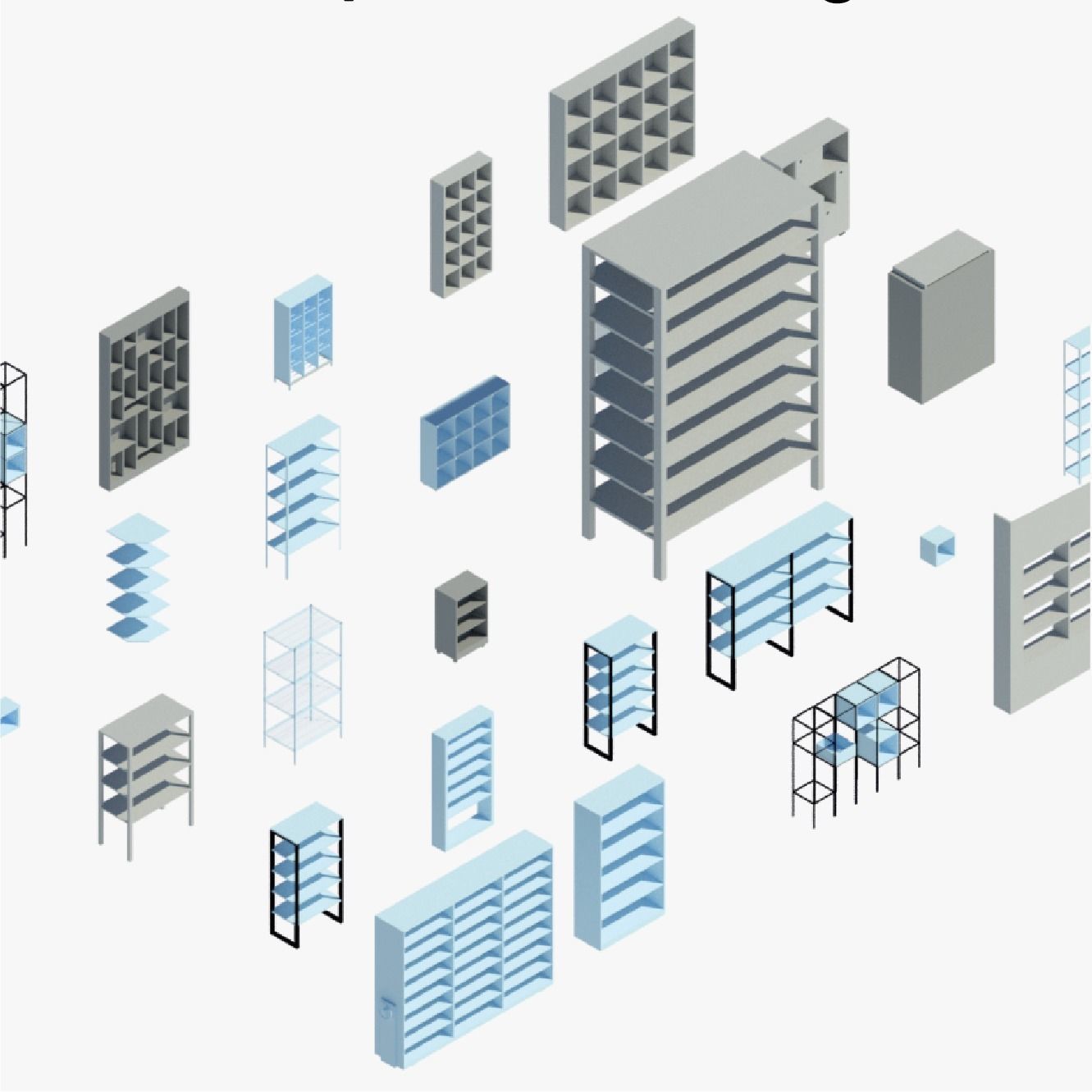 Shelving - Pack of revit families 3D model | CGTrader