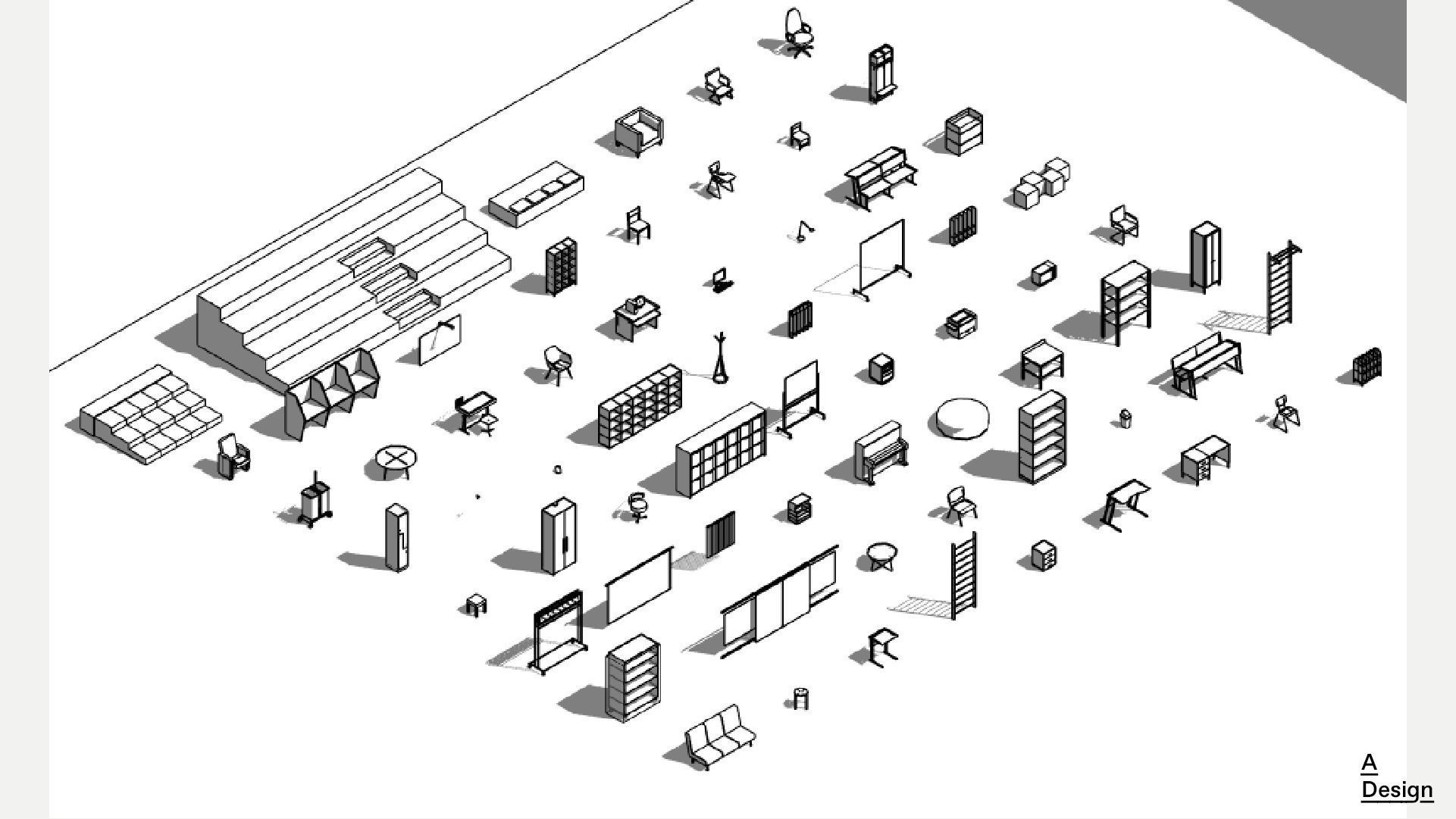 School equipment - Pack of revit families 3D model | CGTrader