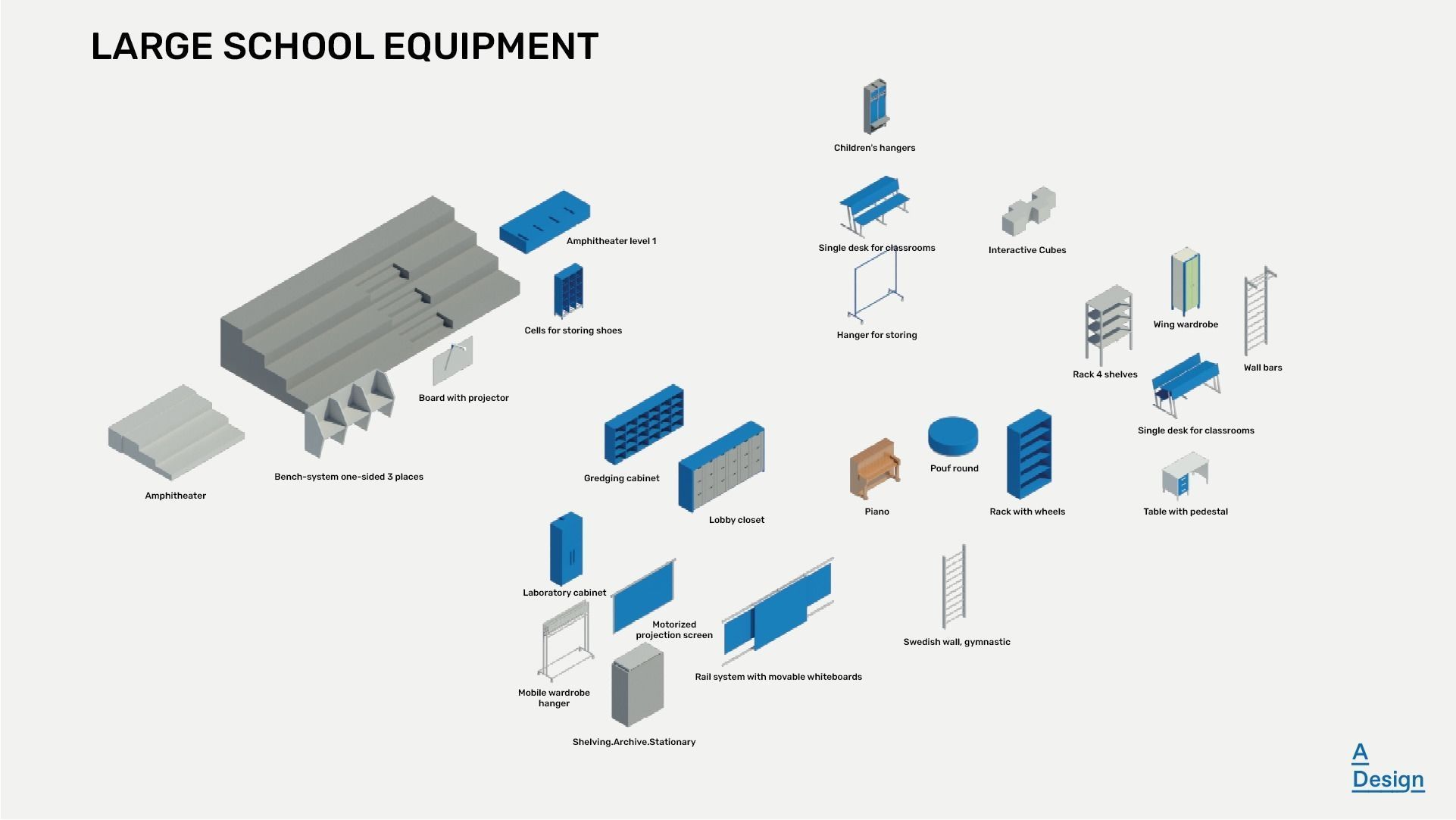 School equipment - Pack of revit families 3D model | CGTrader