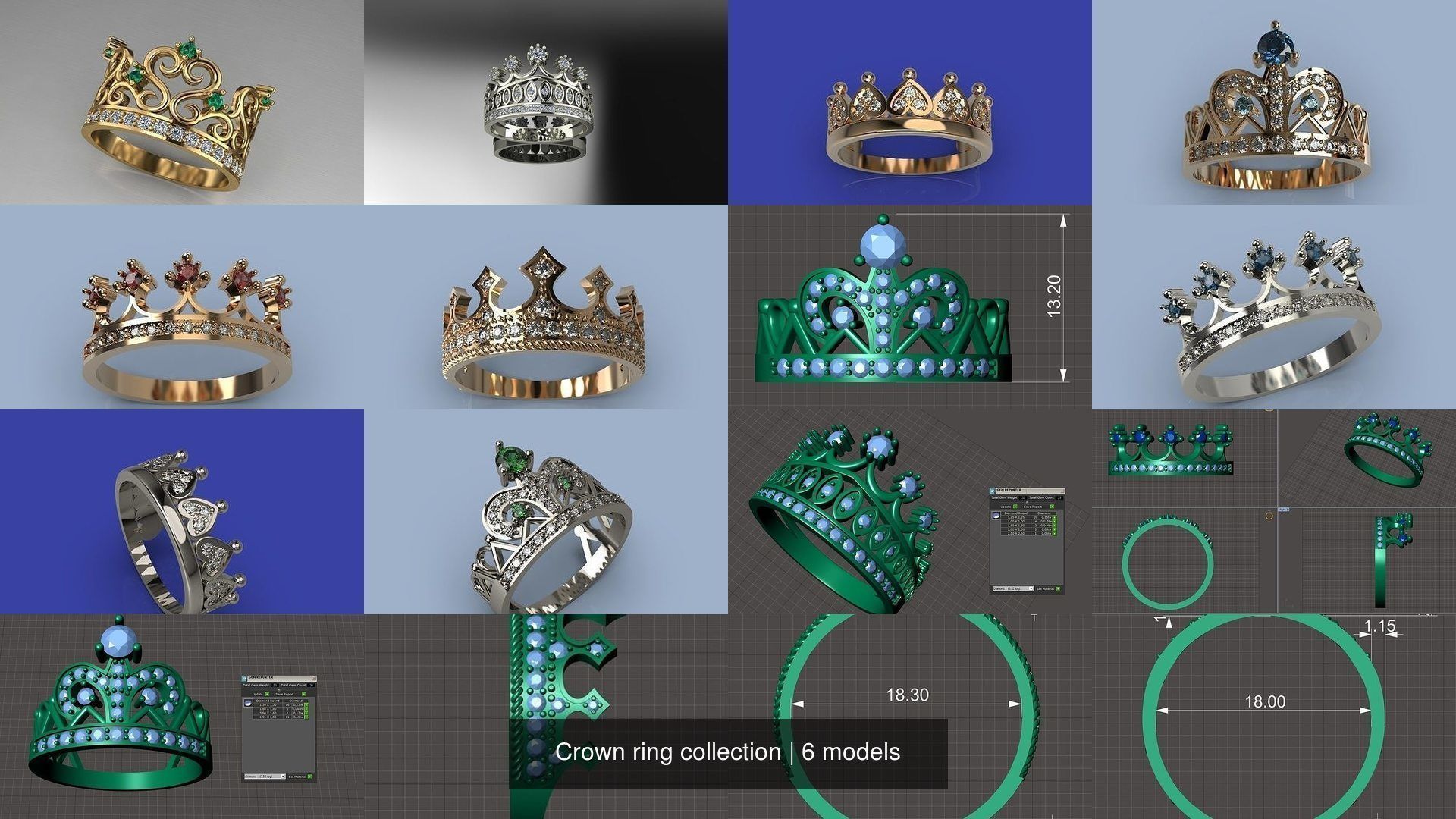 Crown ring collection | CGTrader