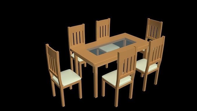table and chairs free 3D model | CGTrader