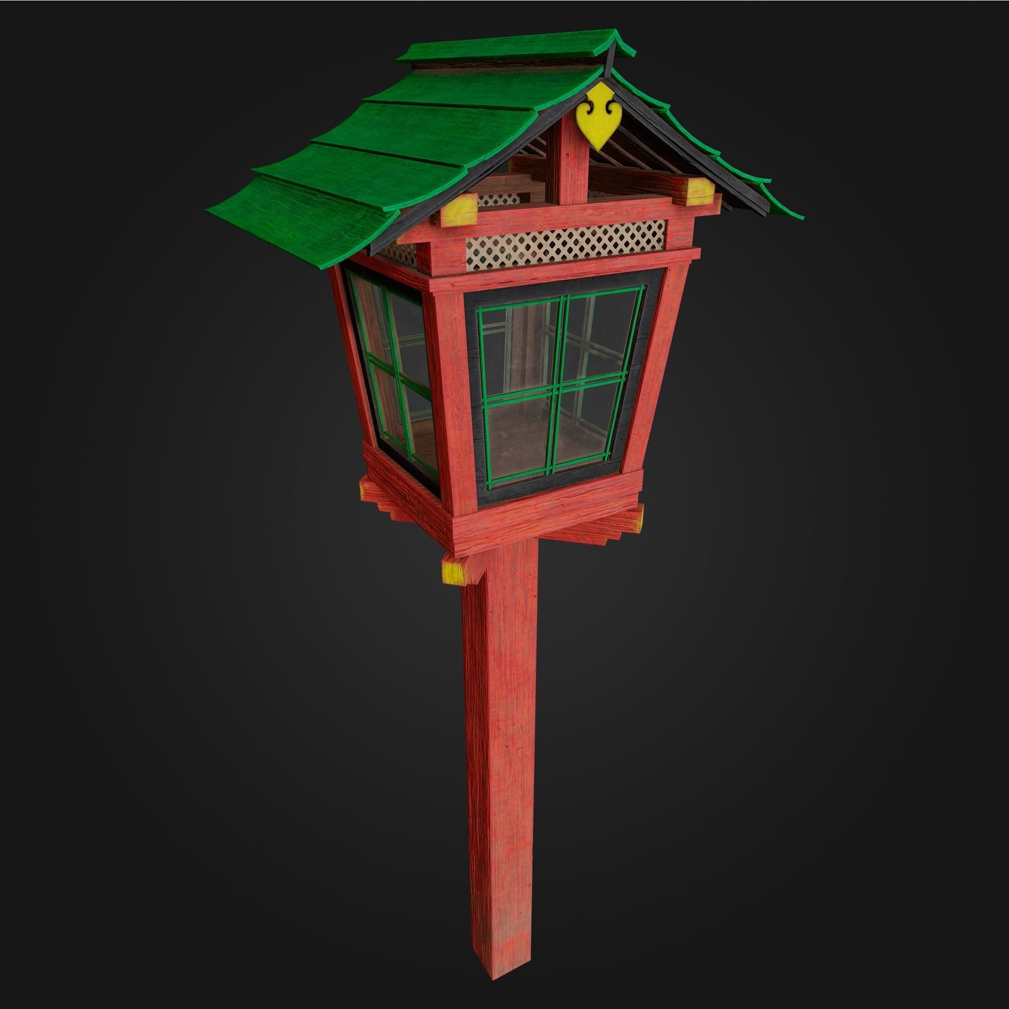 3D model Japanese Lamp Wood Torii Vr Lowpoly game ready VR / AR / low ...