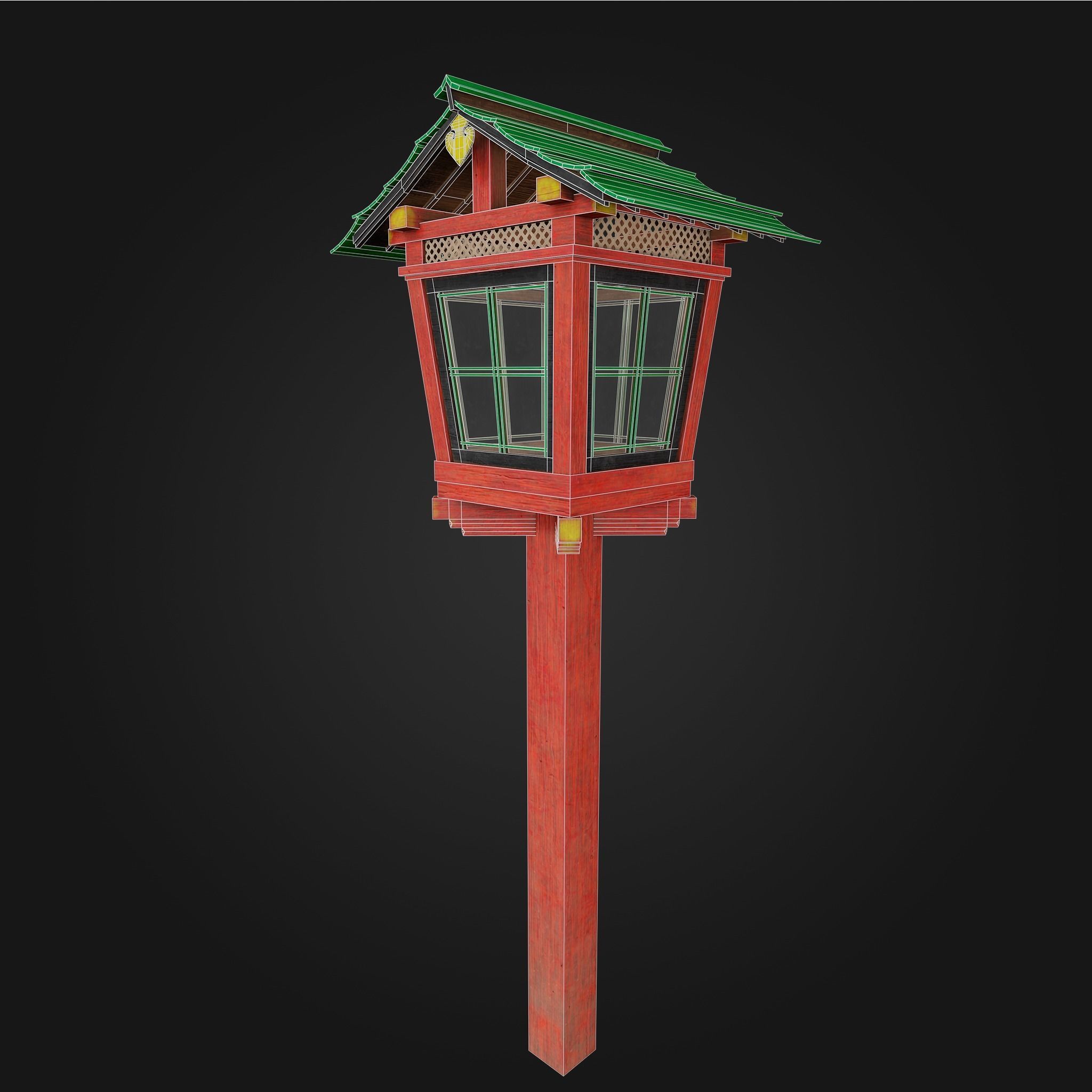 3D model Japanese Lamp Wood Torii Vr Lowpoly game ready VR / AR / low ...