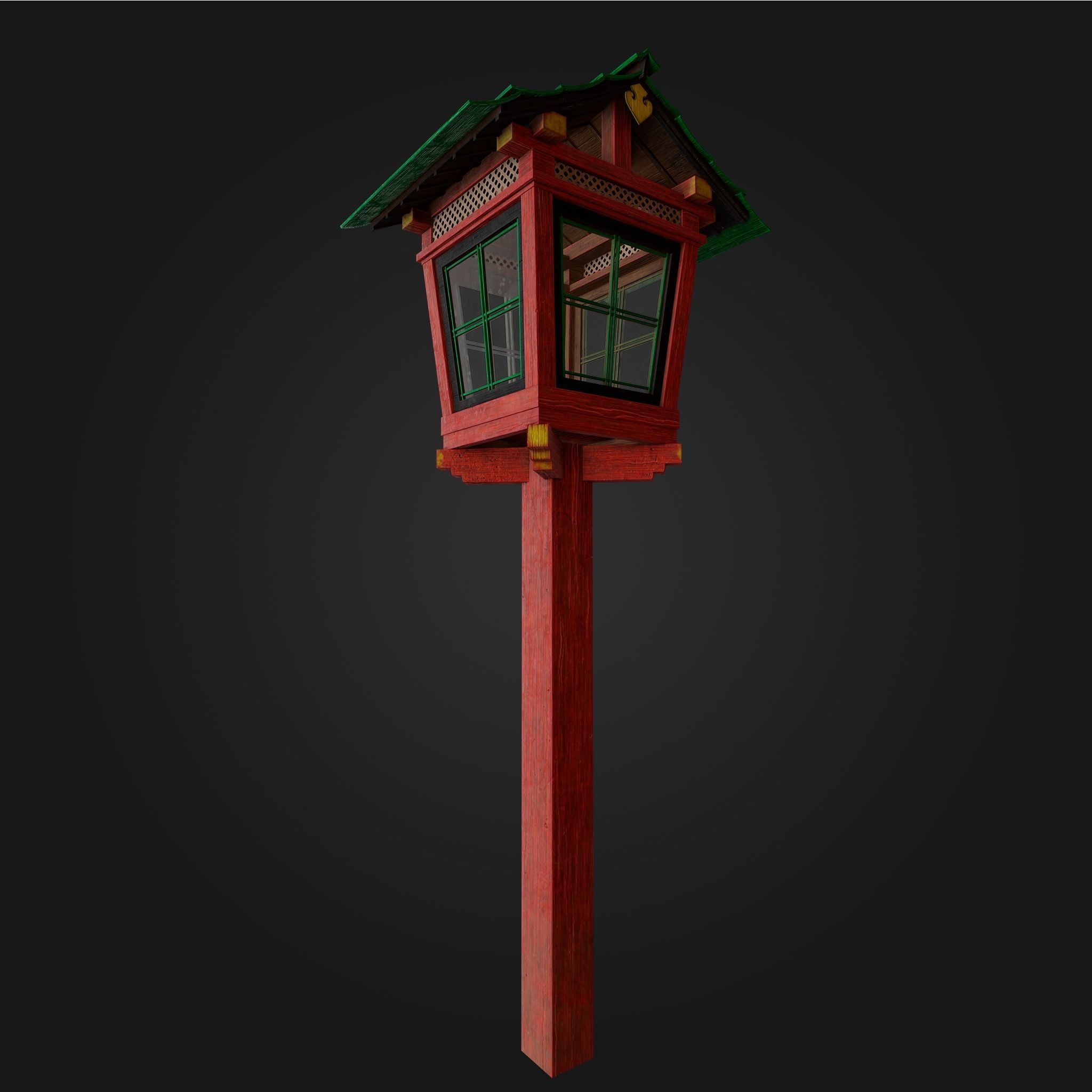 3D model Japanese Lamp Wood Torii Vr Lowpoly game ready VR / AR / low ...