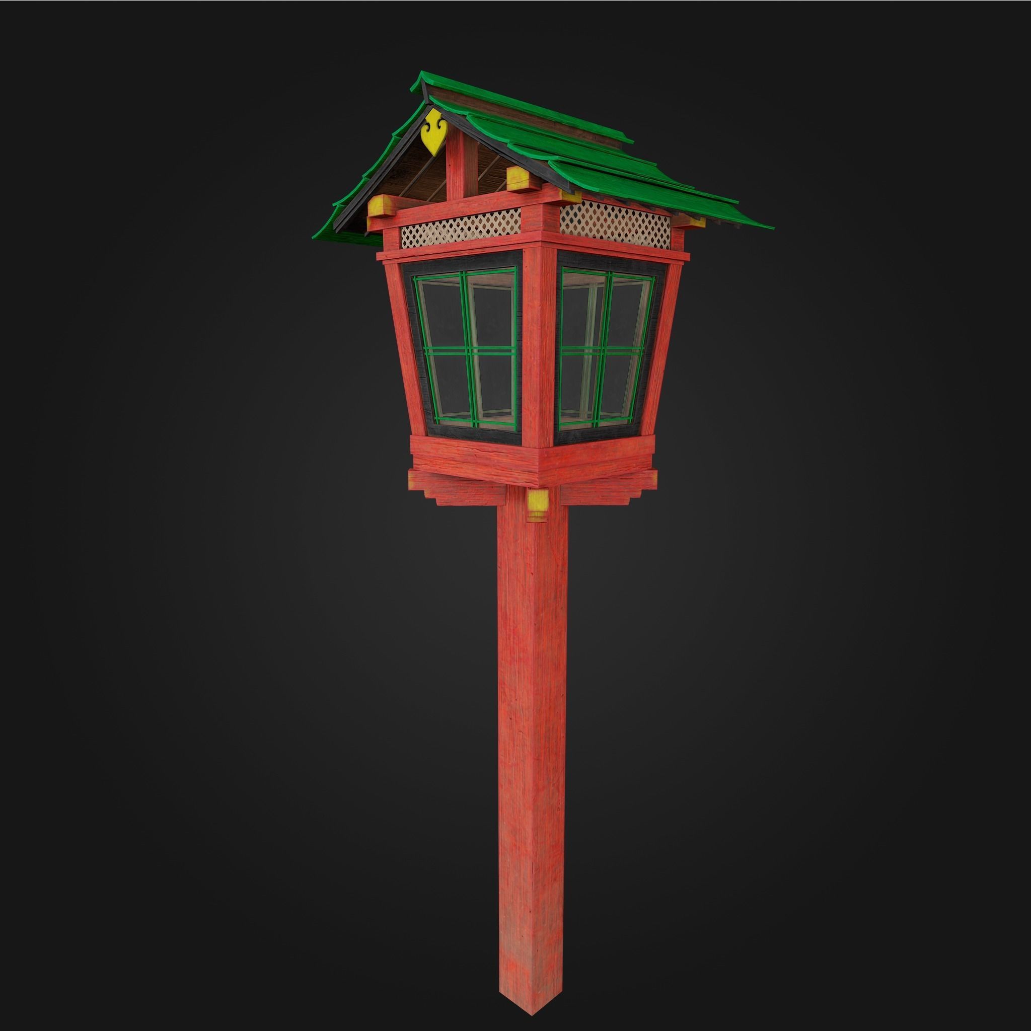 3D model Japanese Lamp Wood Torii Vr Lowpoly game ready VR / AR / low ...