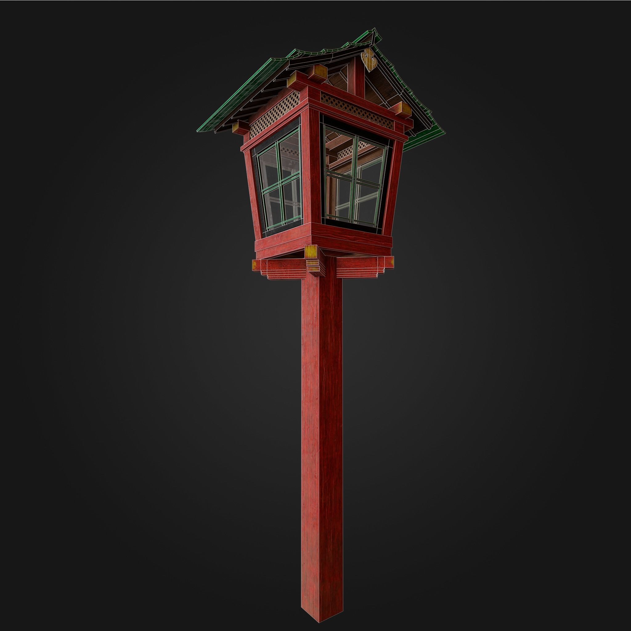 3D model Japanese Lamp Wood Torii Vr Lowpoly game ready VR / AR / low ...
