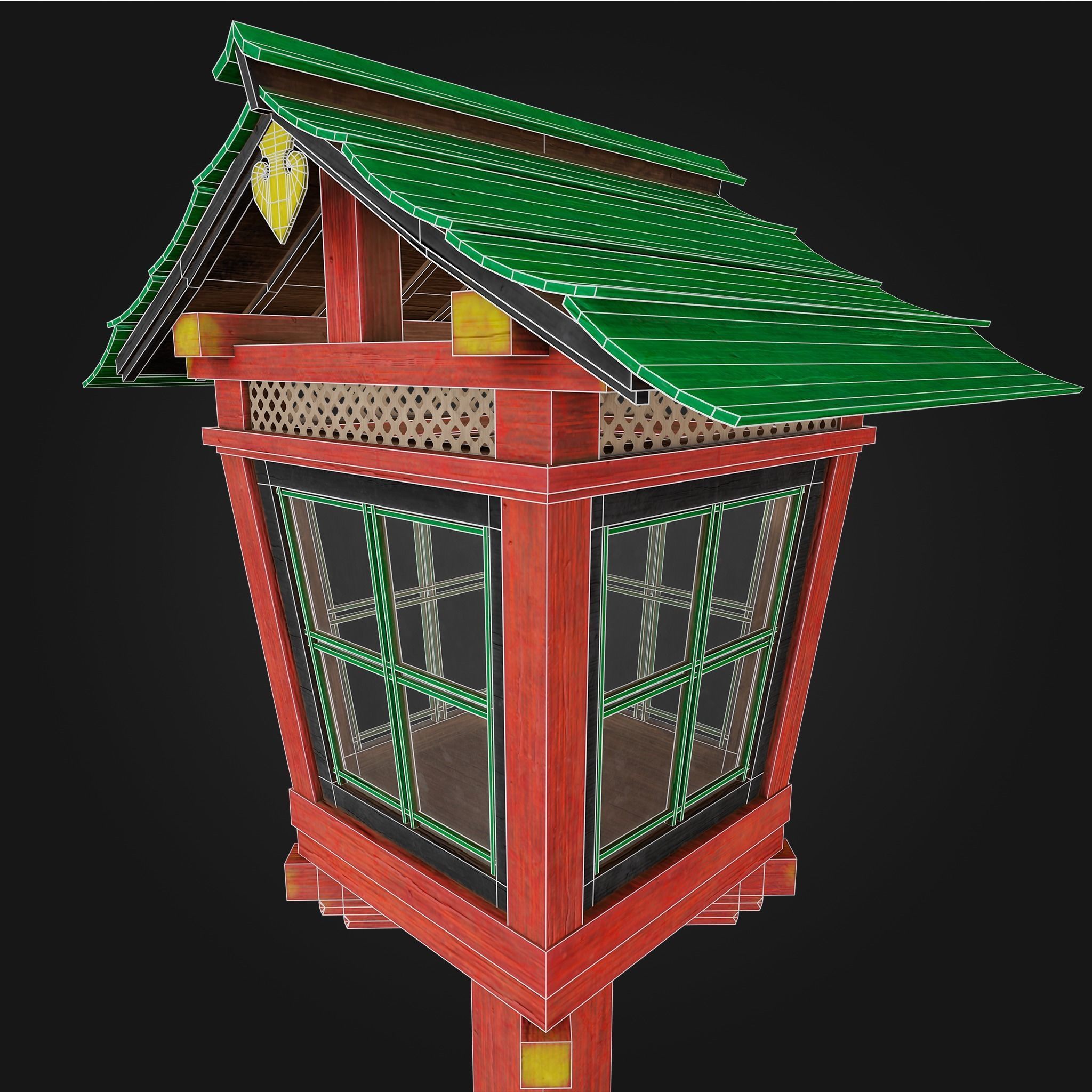 3D model Japanese Lamp Wood Torii Vr Lowpoly game ready VR / AR / low ...
