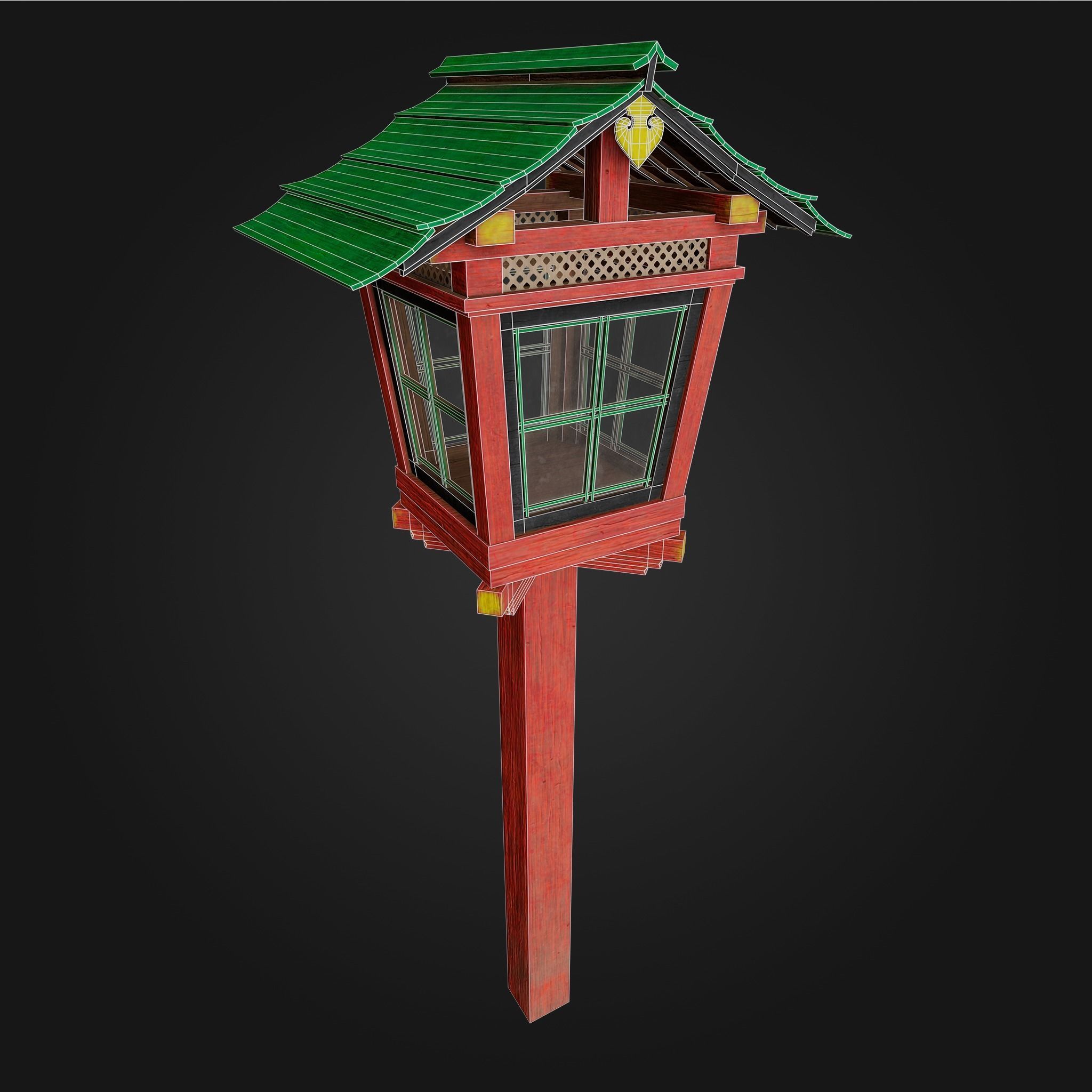 3D model Japanese Lamp Wood Torii Vr Lowpoly game ready VR / AR / low ...