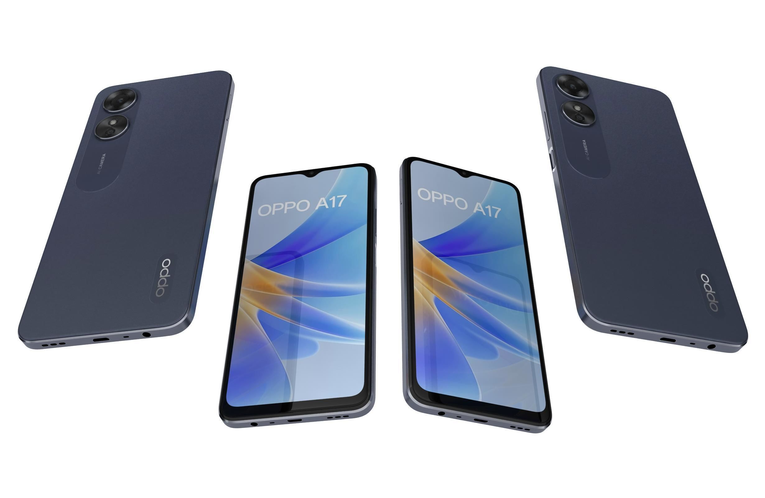OPPO A17 Blue 3D model | CGTrader