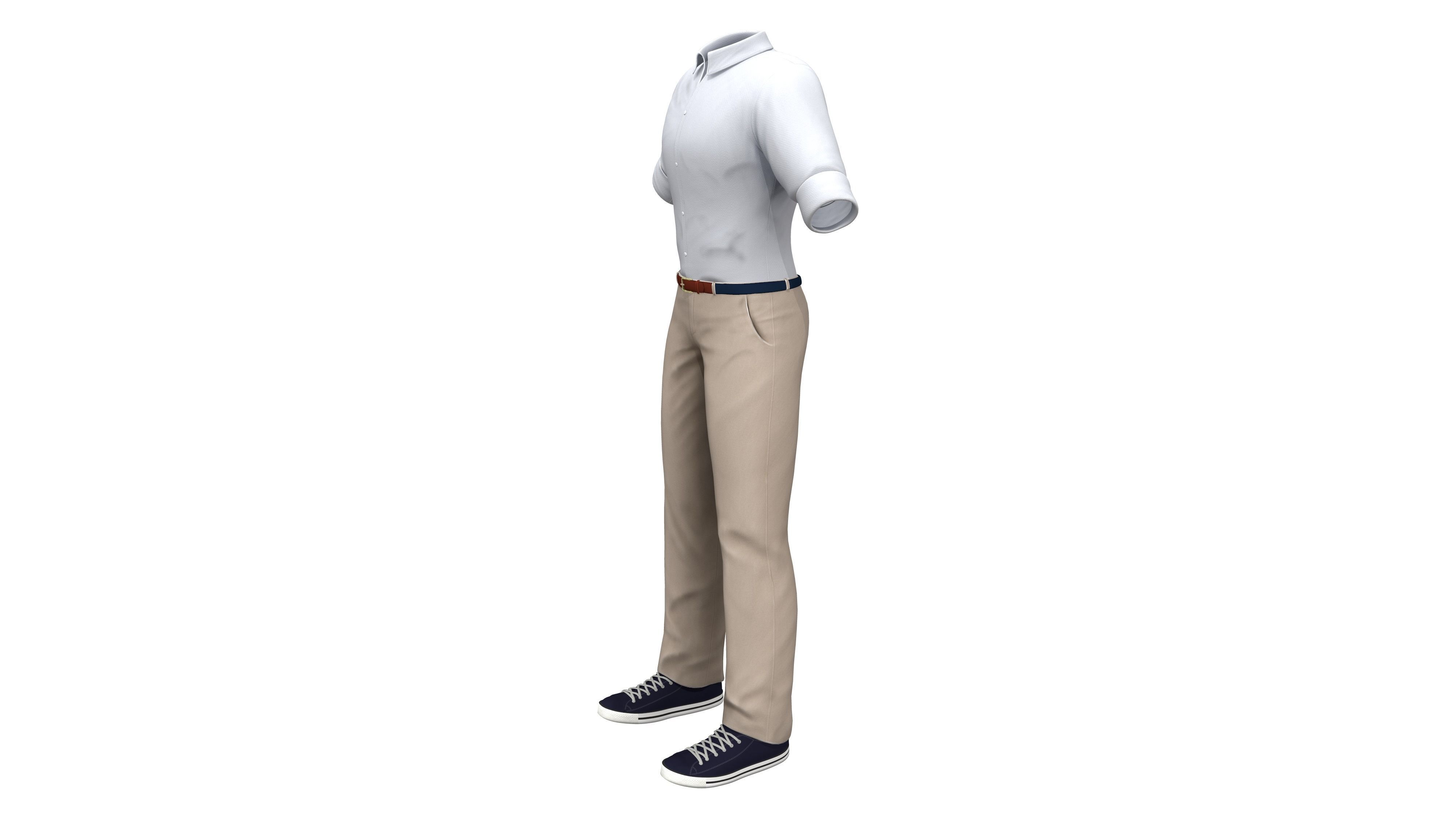 3D model Men Formal Shirt And Chino Pants Full Outfit VR / AR / low ...