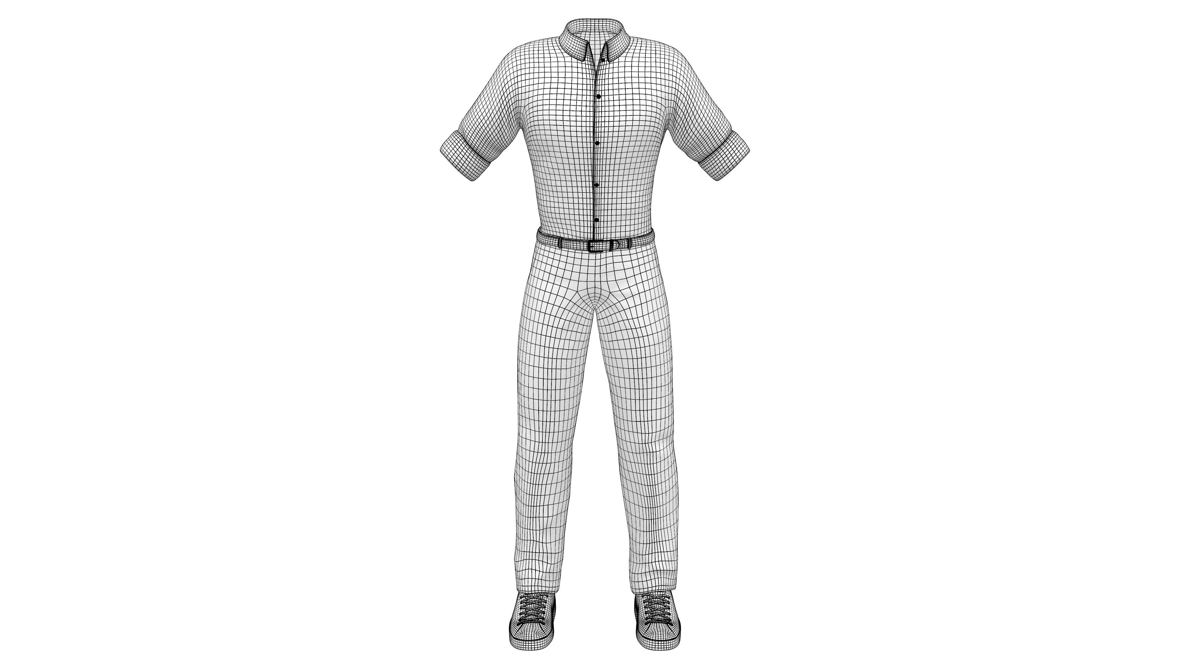 3D model Men Formal Shirt And Chino Pants Full Outfit VR / AR / low ...