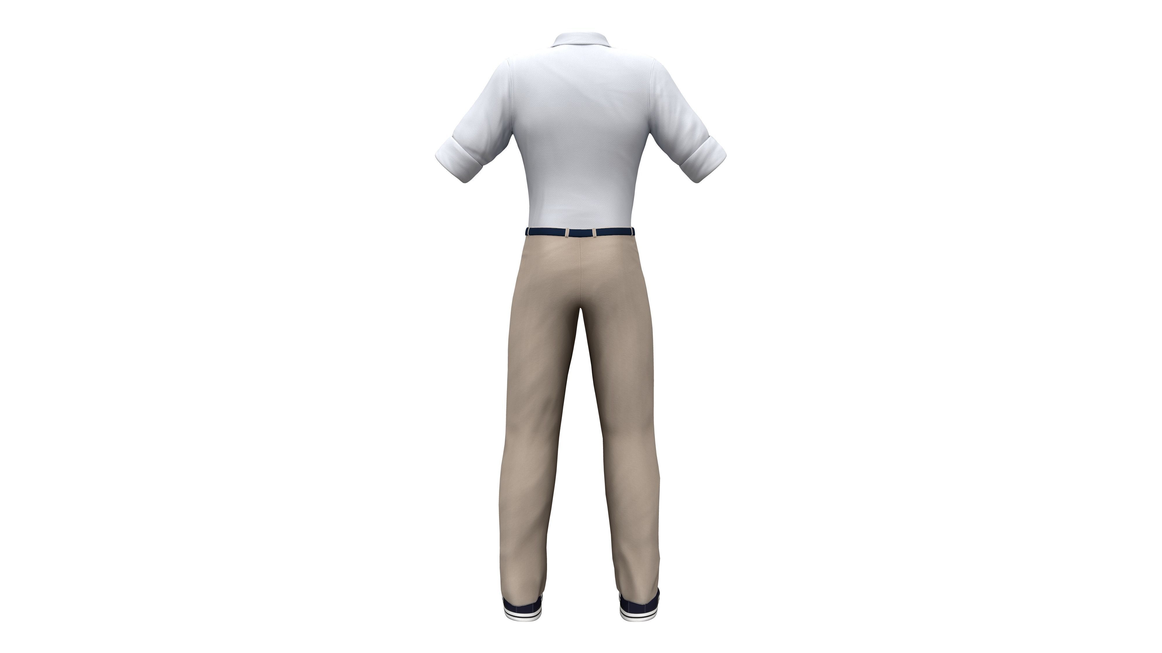 3D model Men Formal Shirt And Chino Pants Full Outfit VR / AR / low ...
