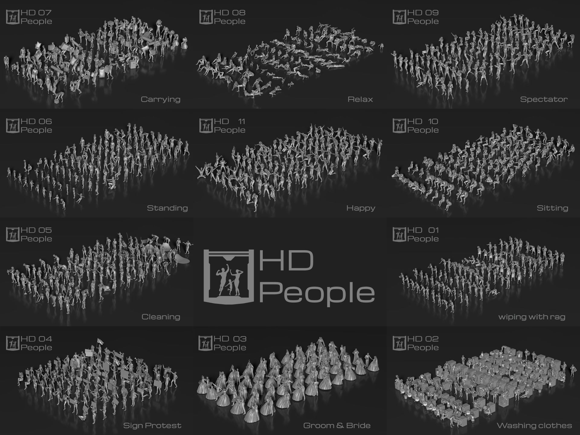HD People 1100 Set-1 3D Model Collection | CGTrader
