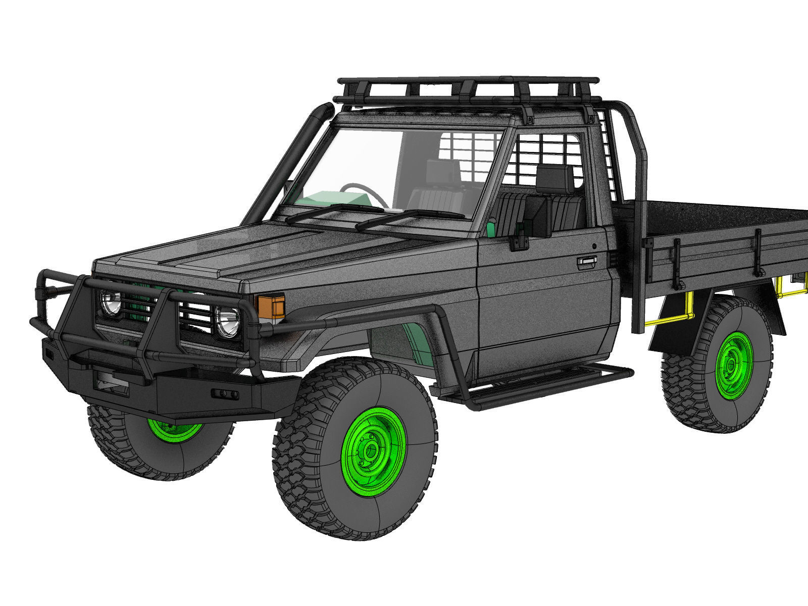 toyota land cruiser ute rc body for 1 to 10 scale RC chassis 3D model ...