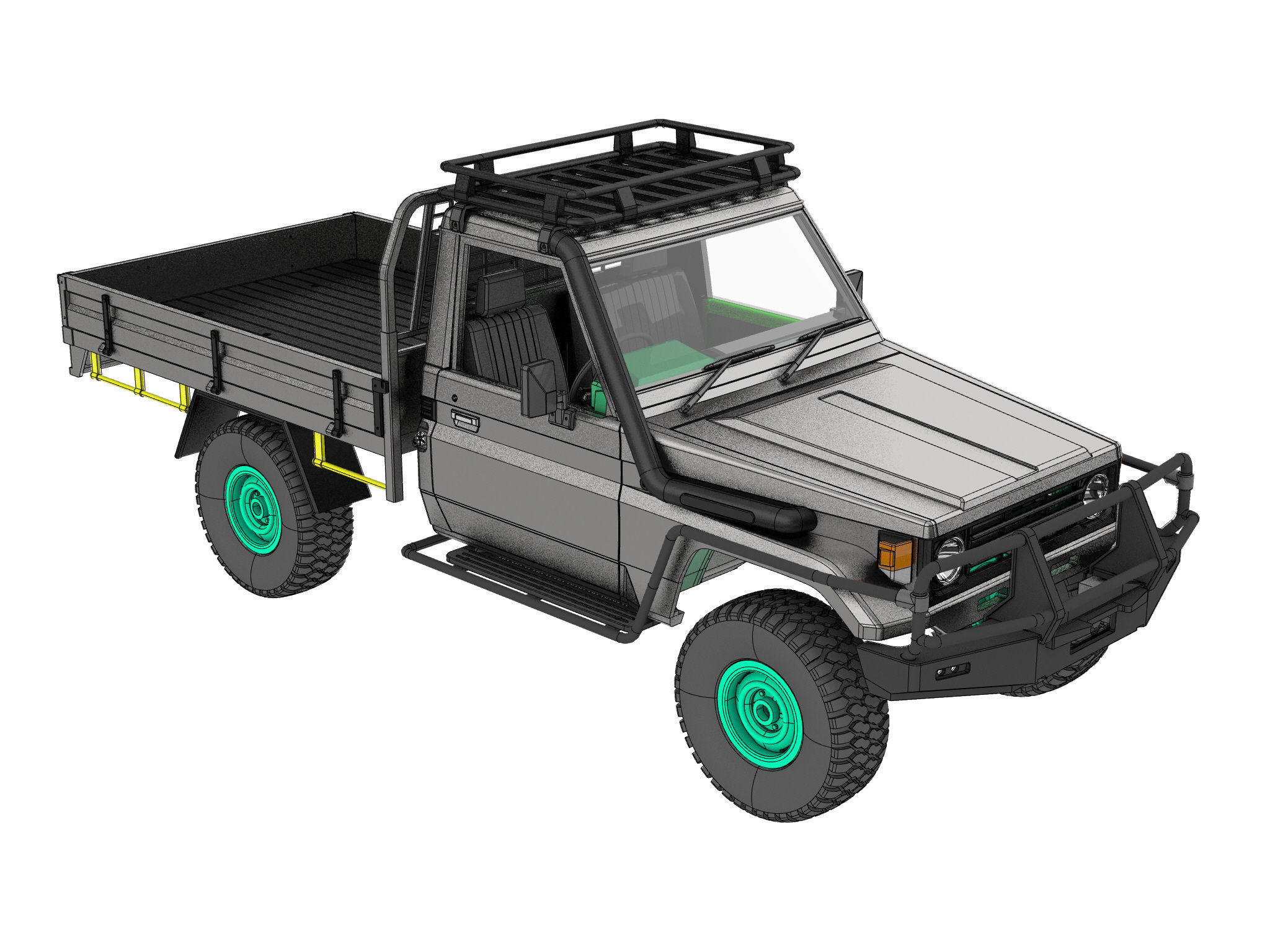 toyota land cruiser ute rc body for 1 to 10 scale RC chassis 3D model ...