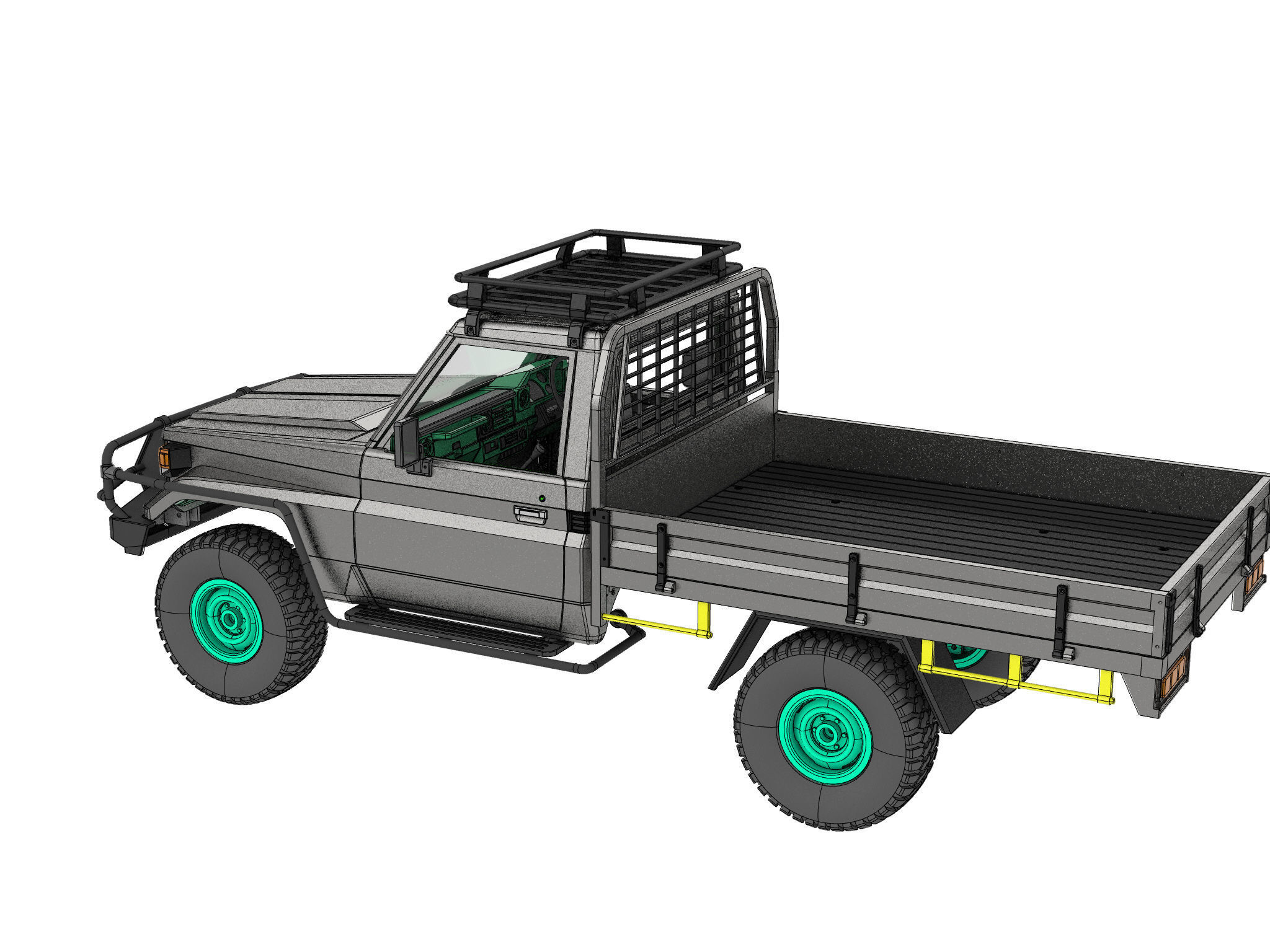 toyota land cruiser ute rc body for 1 to 10 scale RC chassis 3D model ...