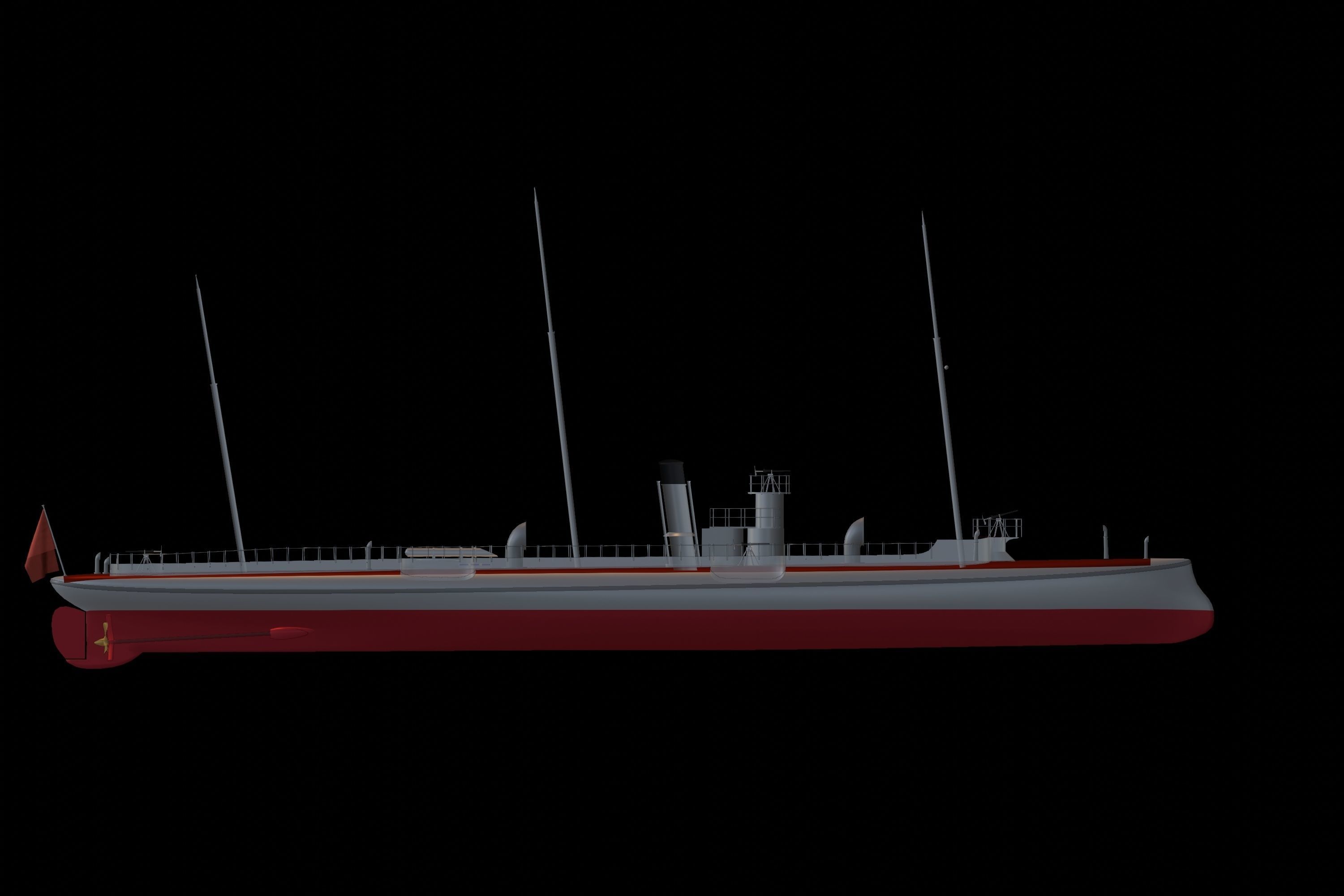 Simple model torpedo gunboat Dragonne 1885 - French Navy 3D model ...