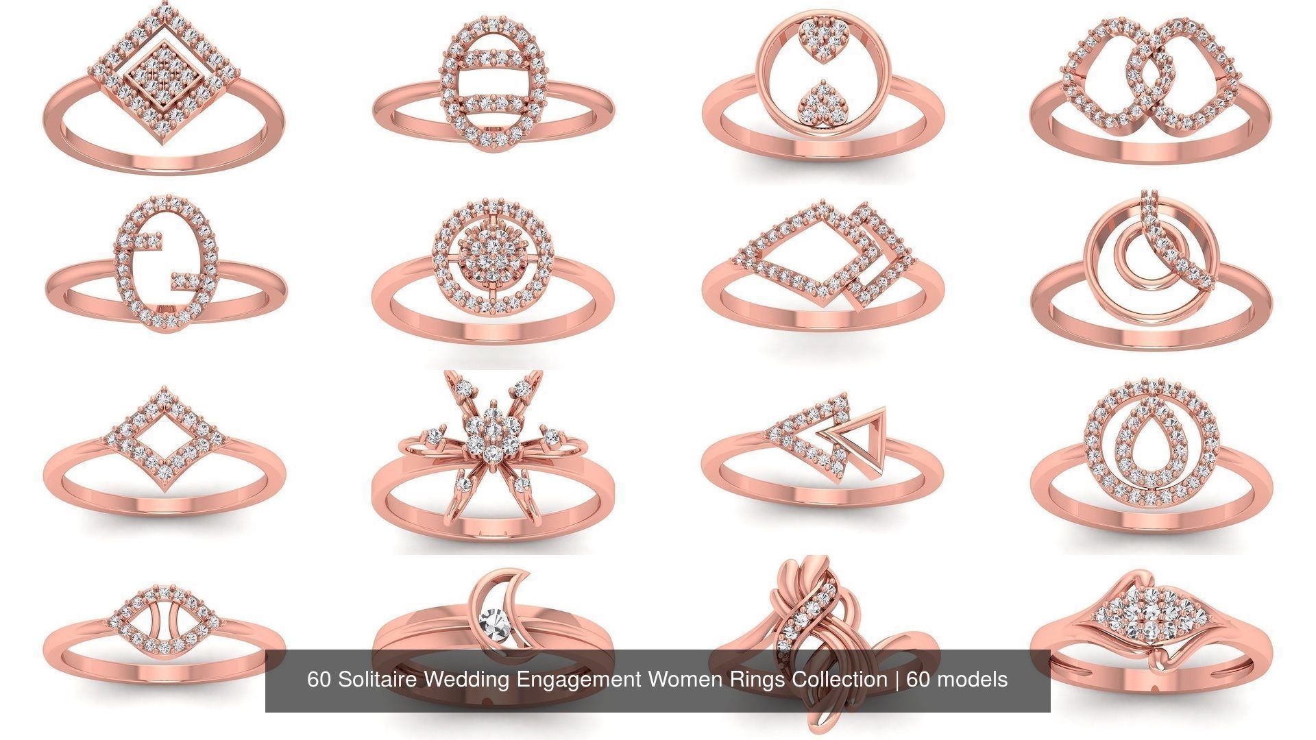 60 Solitaire Wedding Engagement Women Rings Collection | CGTrader
