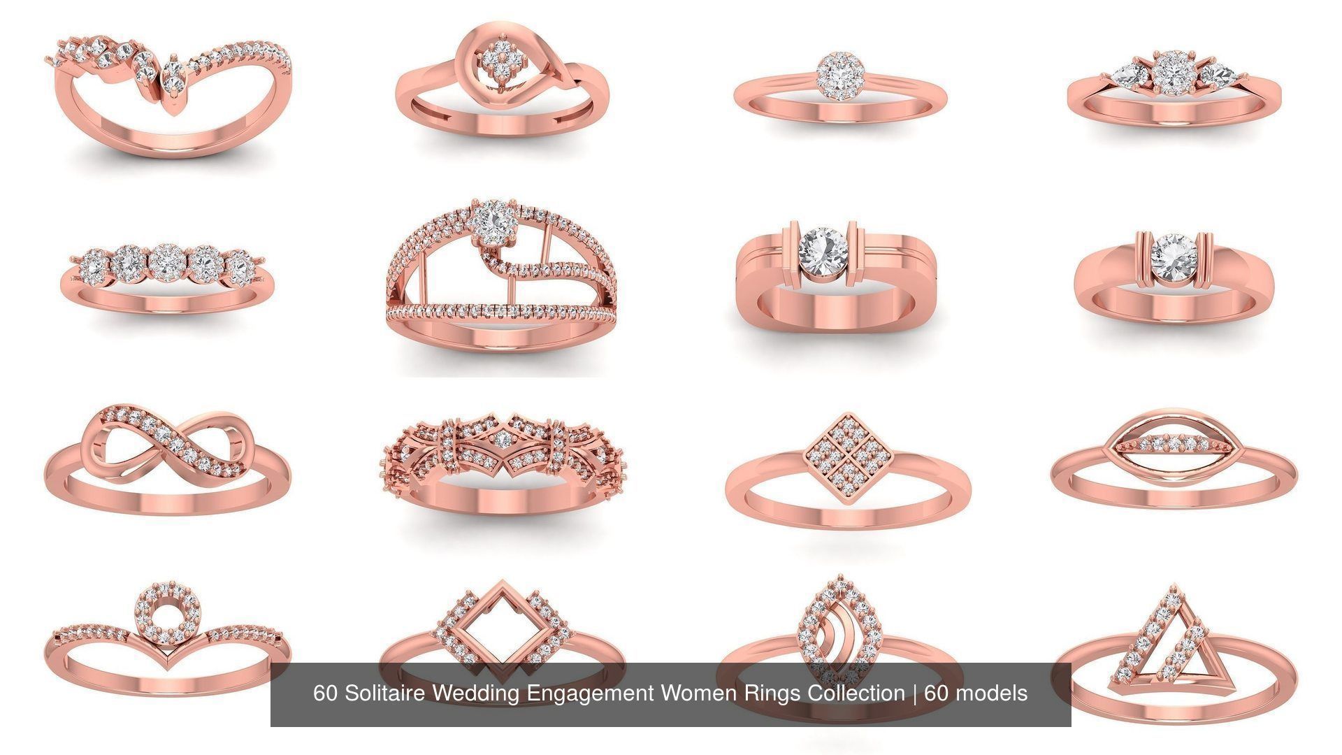 60 Solitaire Wedding Engagement Women Rings Collection | CGTrader
