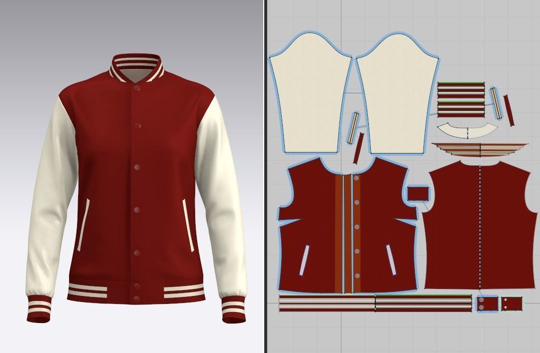 Women Varsity Jacket 3D model | CGTrader