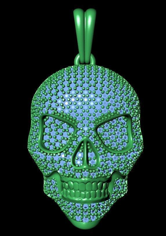 SKULL WITH GEMS PENDANT 3D model 3D printable | CGTrader