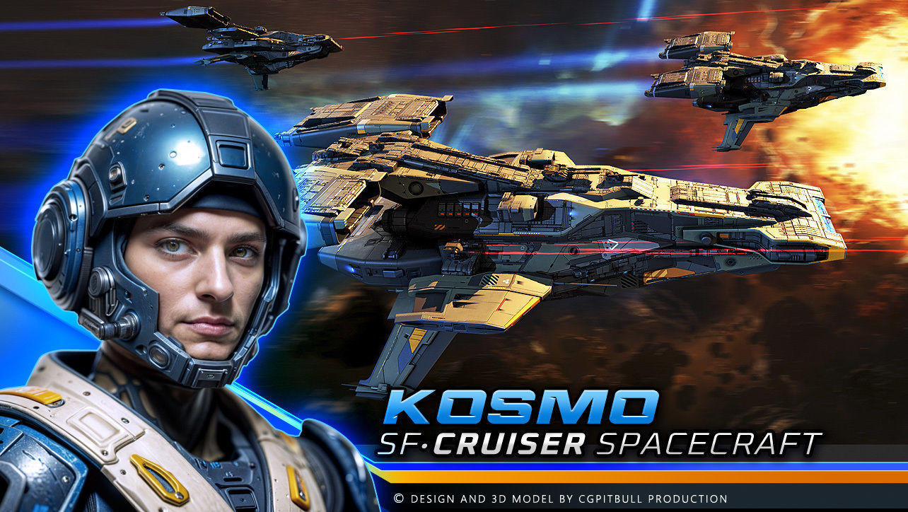 3D model KOSMO Cruiser Spacecraft VR / AR / low-poly | CGTrader