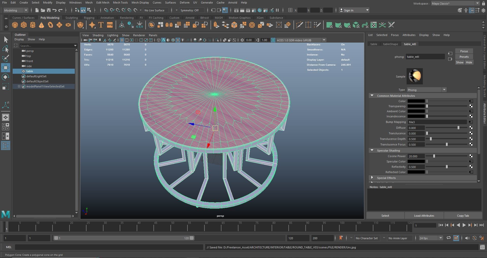 3D model Round Table Round Table V2 3D Model VR AR PBR VR / AR / low ...