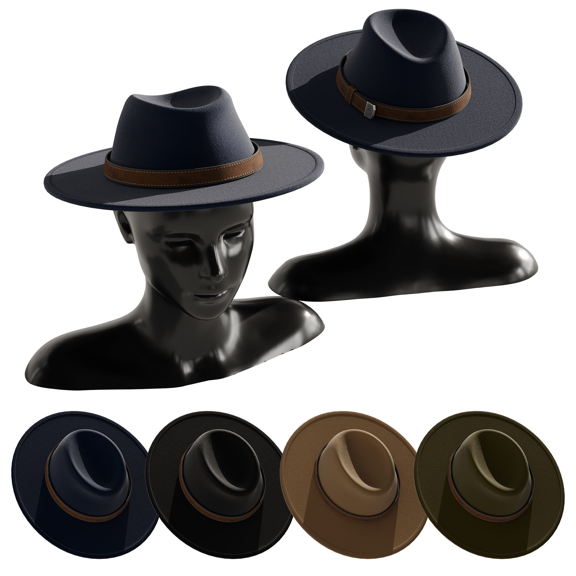 Man Hat set 2 3D model | CGTrader