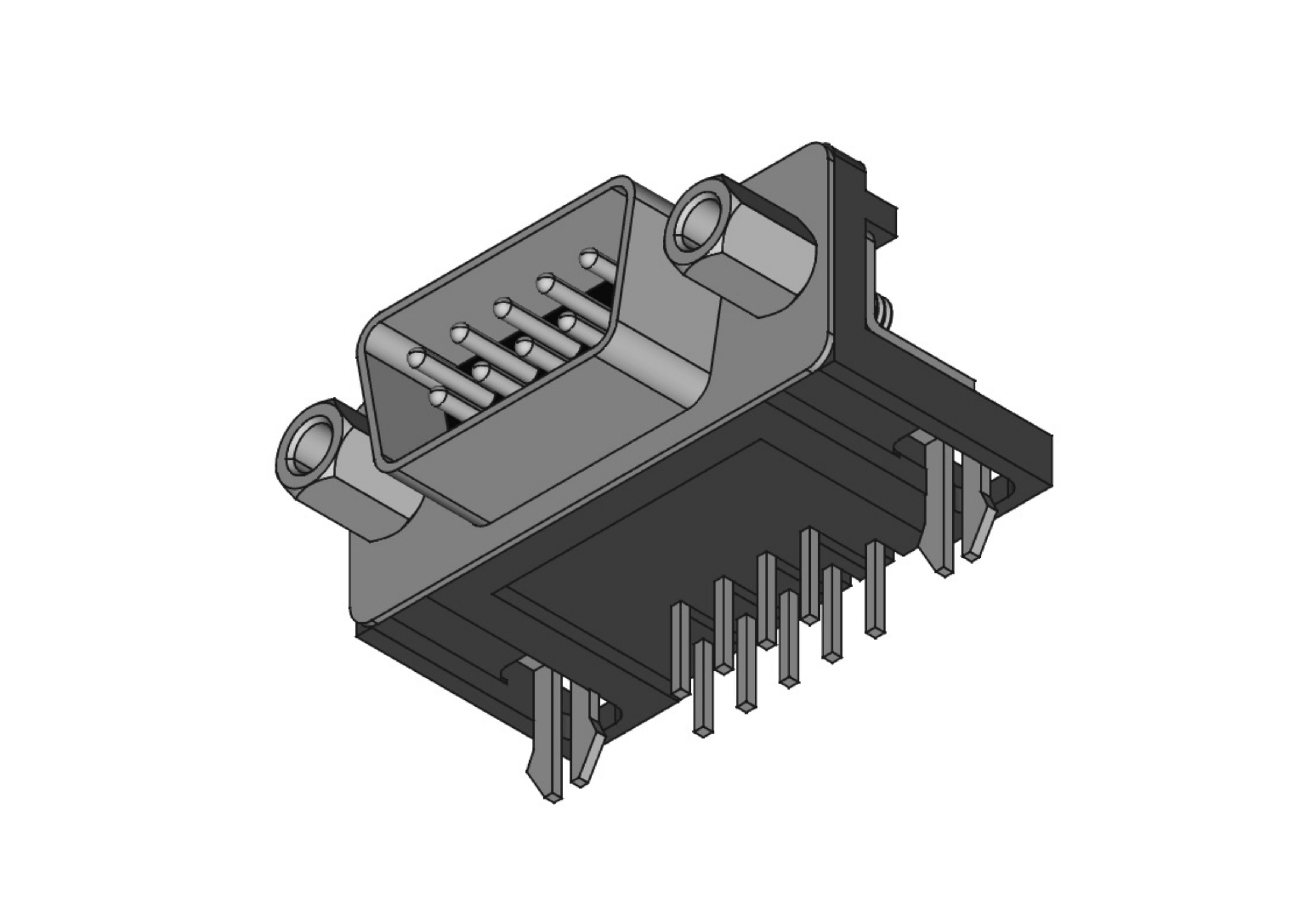 DB9 male connectot elbow through hole 3D model | CGTrader