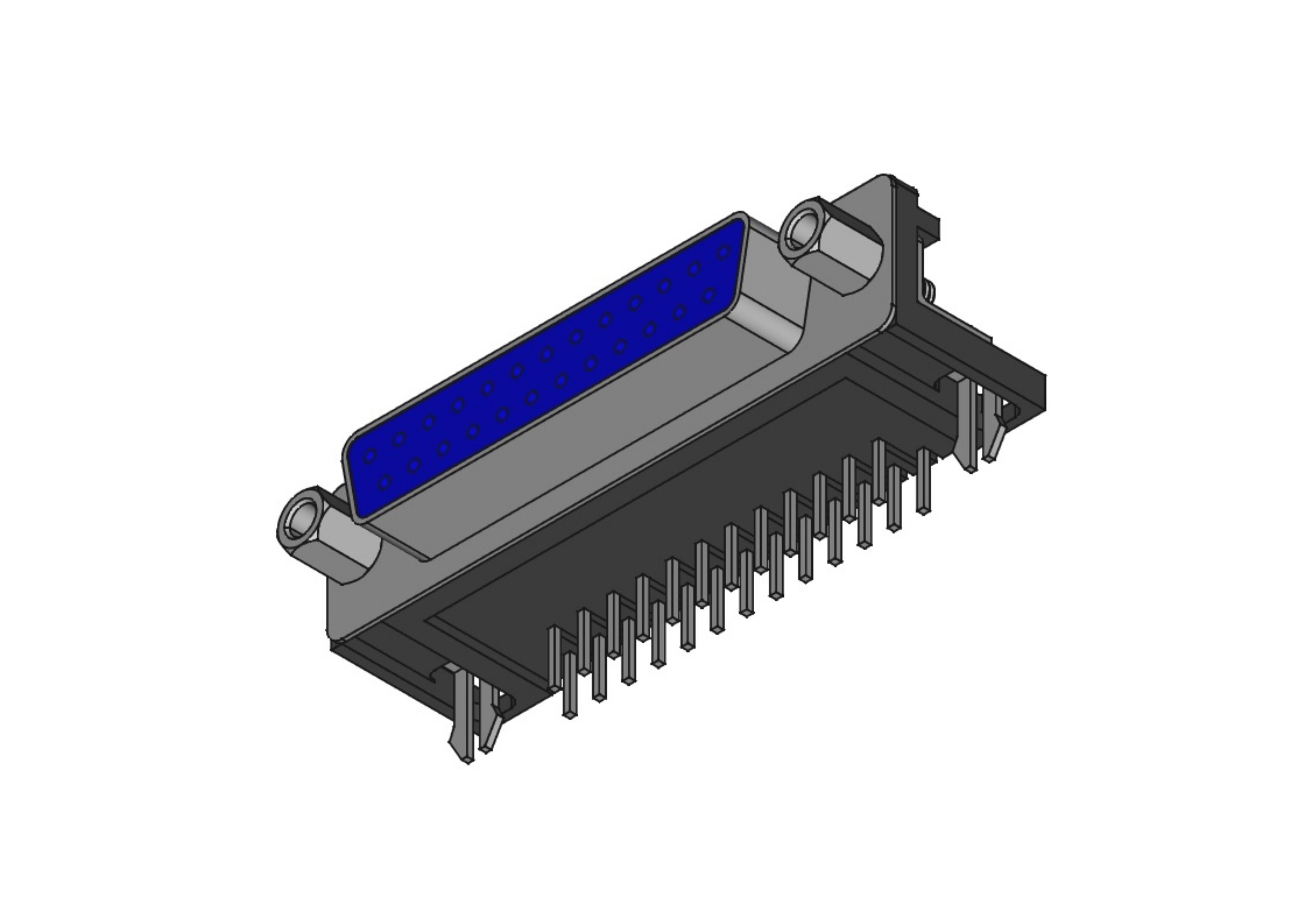 DB25 female connector elbow through hole 3D model | CGTrader