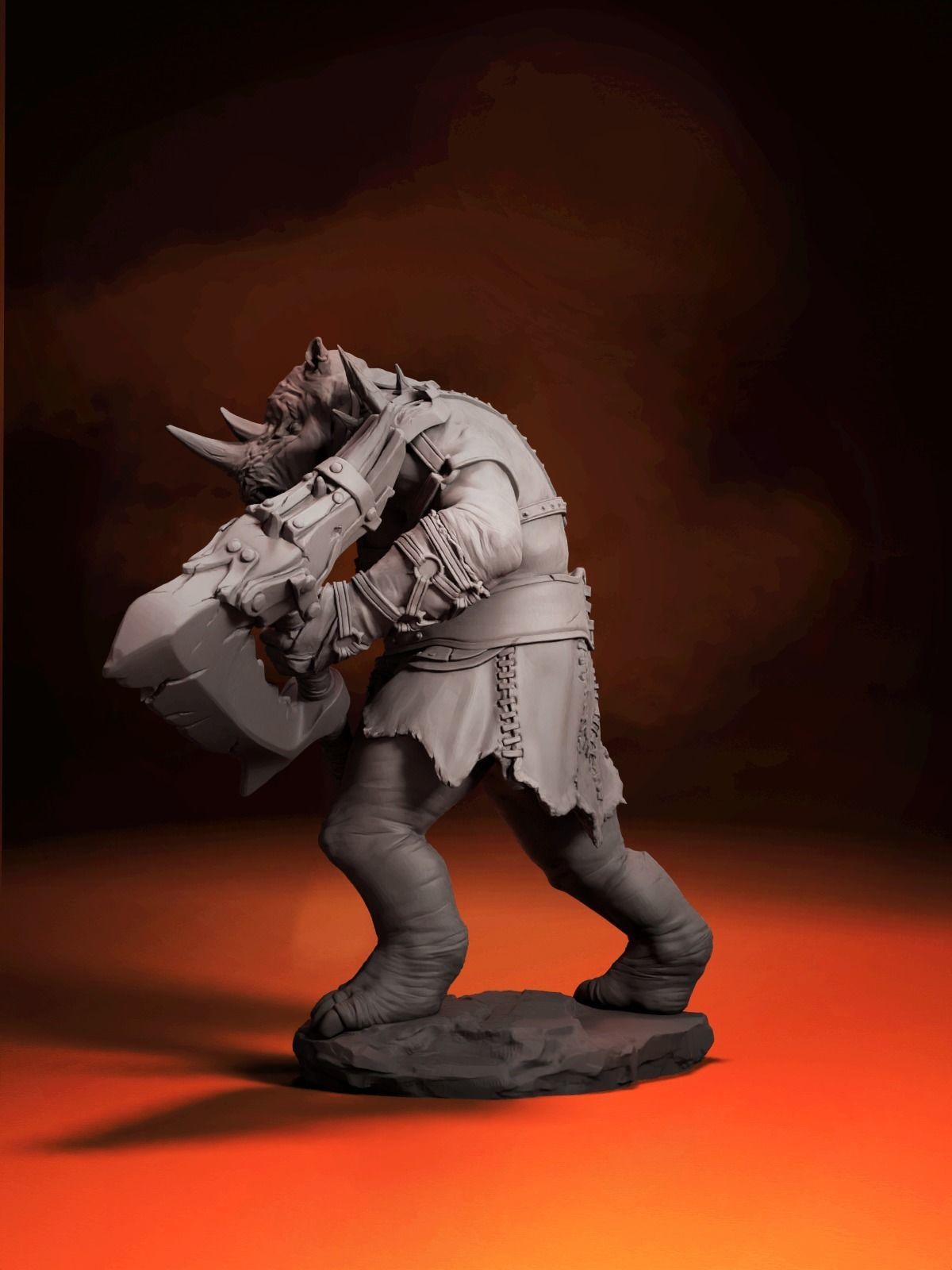 RAINO WITH AXE -THE RHINO WARRIOR 3D model 3D printable | CGTrader