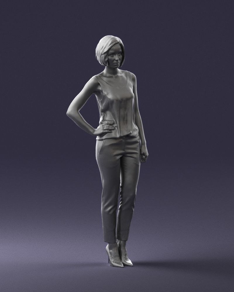Blonde girl in red trousers 0202 3D Print Ready 3D model 3D printable | CGTrader