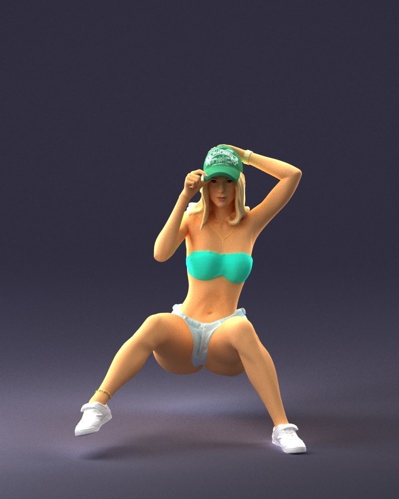 Blonde girl with a tattoo sitting 0307 3D Print Ready 3D model 3D printable | CGTrader