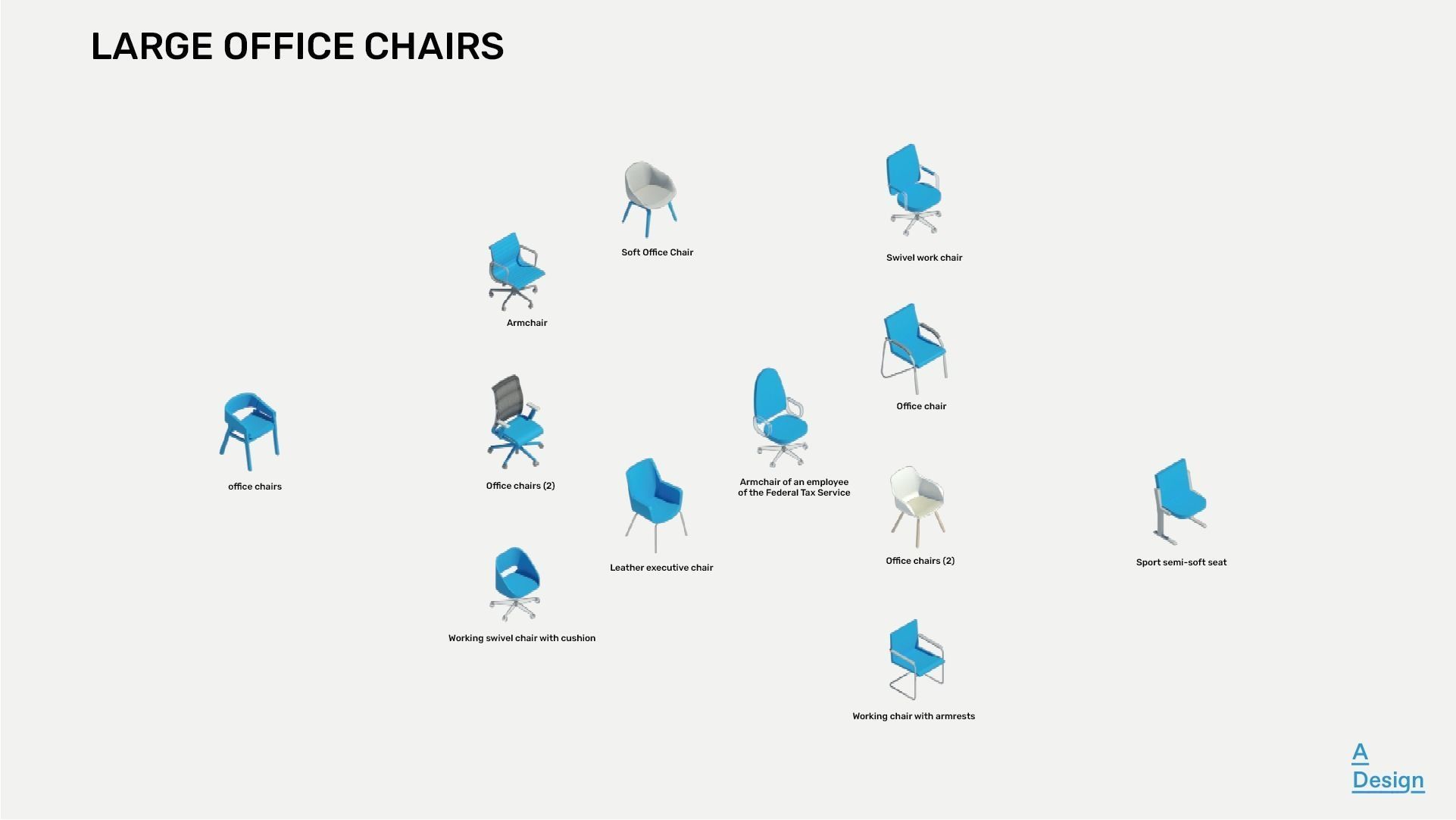 Office chairs - Pack of revit families 3D model | CGTrader