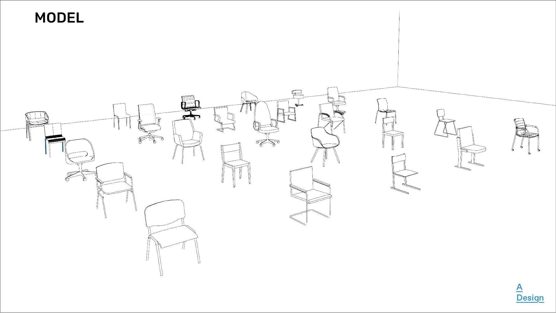 Office chairs - Pack of revit families 3D model | CGTrader