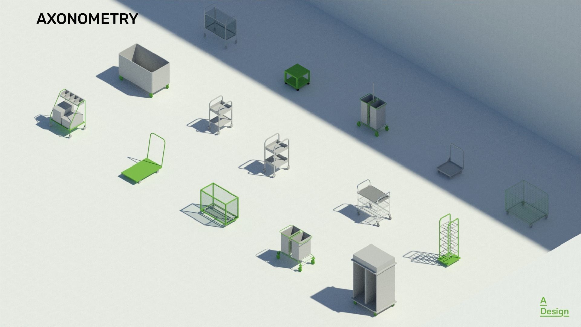 Trolleys - Pack of revit families 3D model | CGTrader