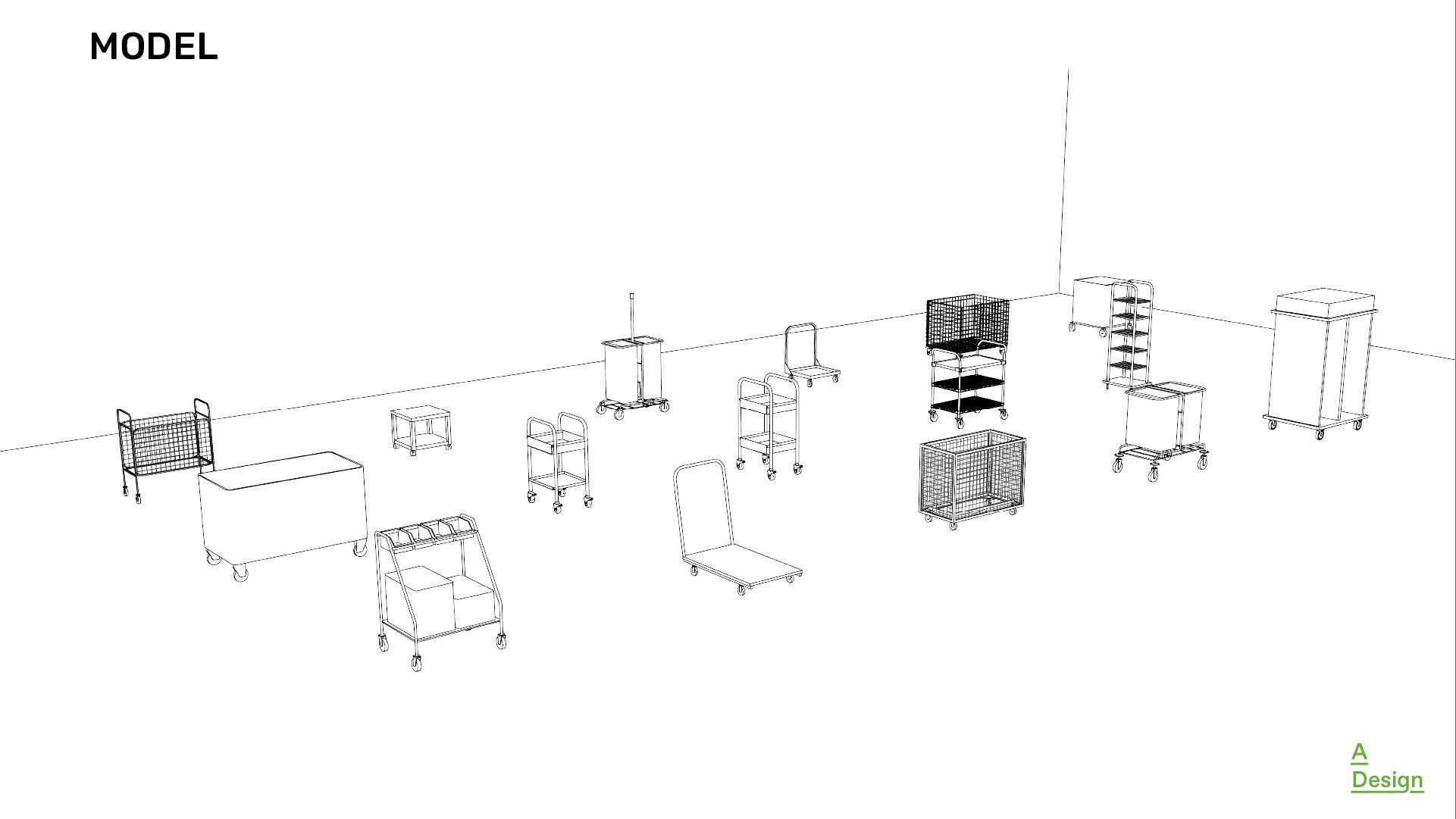 Trolleys - Pack of revit families 3D model | CGTrader
