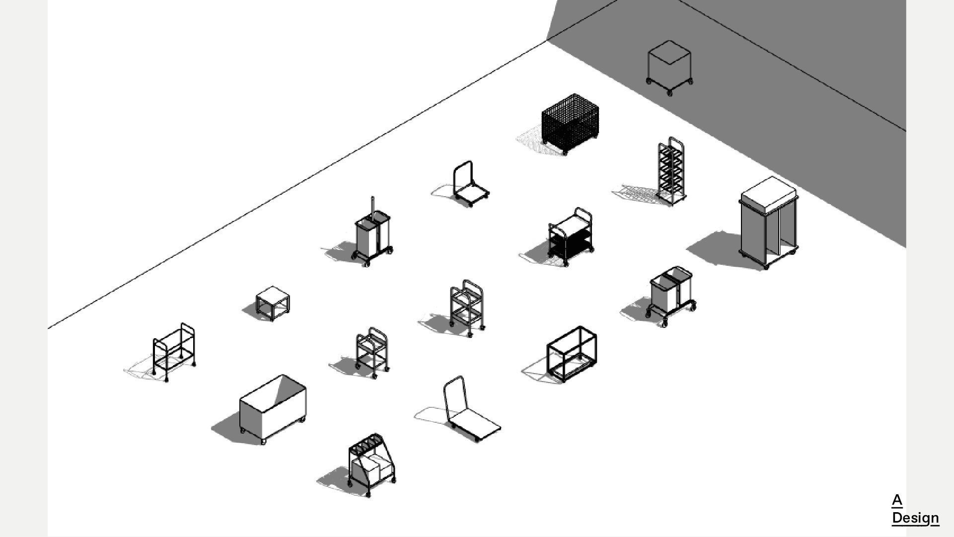 Trolleys - Pack of revit families 3D model | CGTrader
