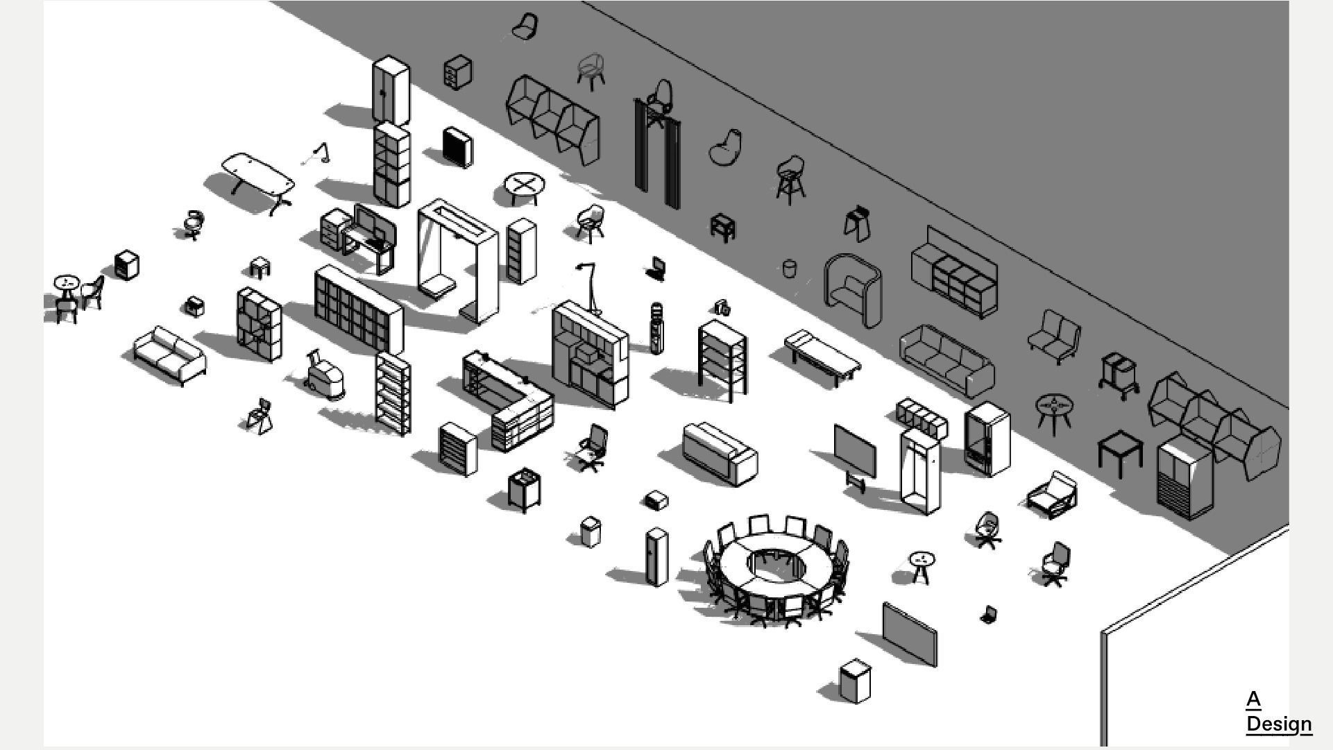Office equipment - Pack of revit families 3D model | CGTrader