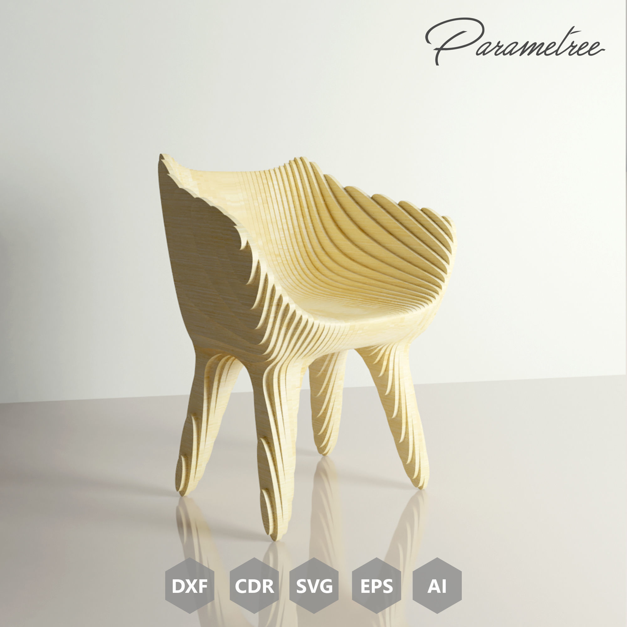 Parametric Office chair 05 cnc plans dxf files for laser and cnc 3D ...