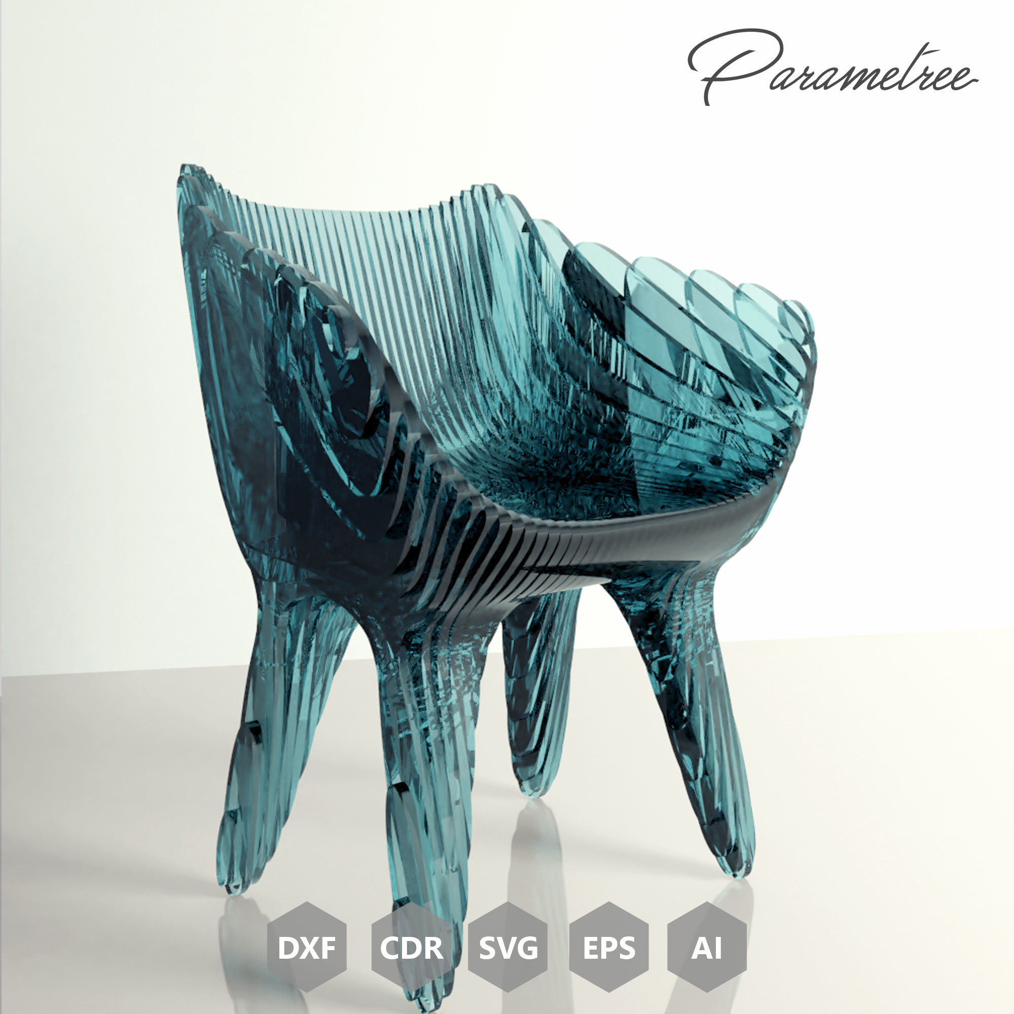 Parametric Office chair 05 cnc plans dxf files for laser and cnc 3D ...