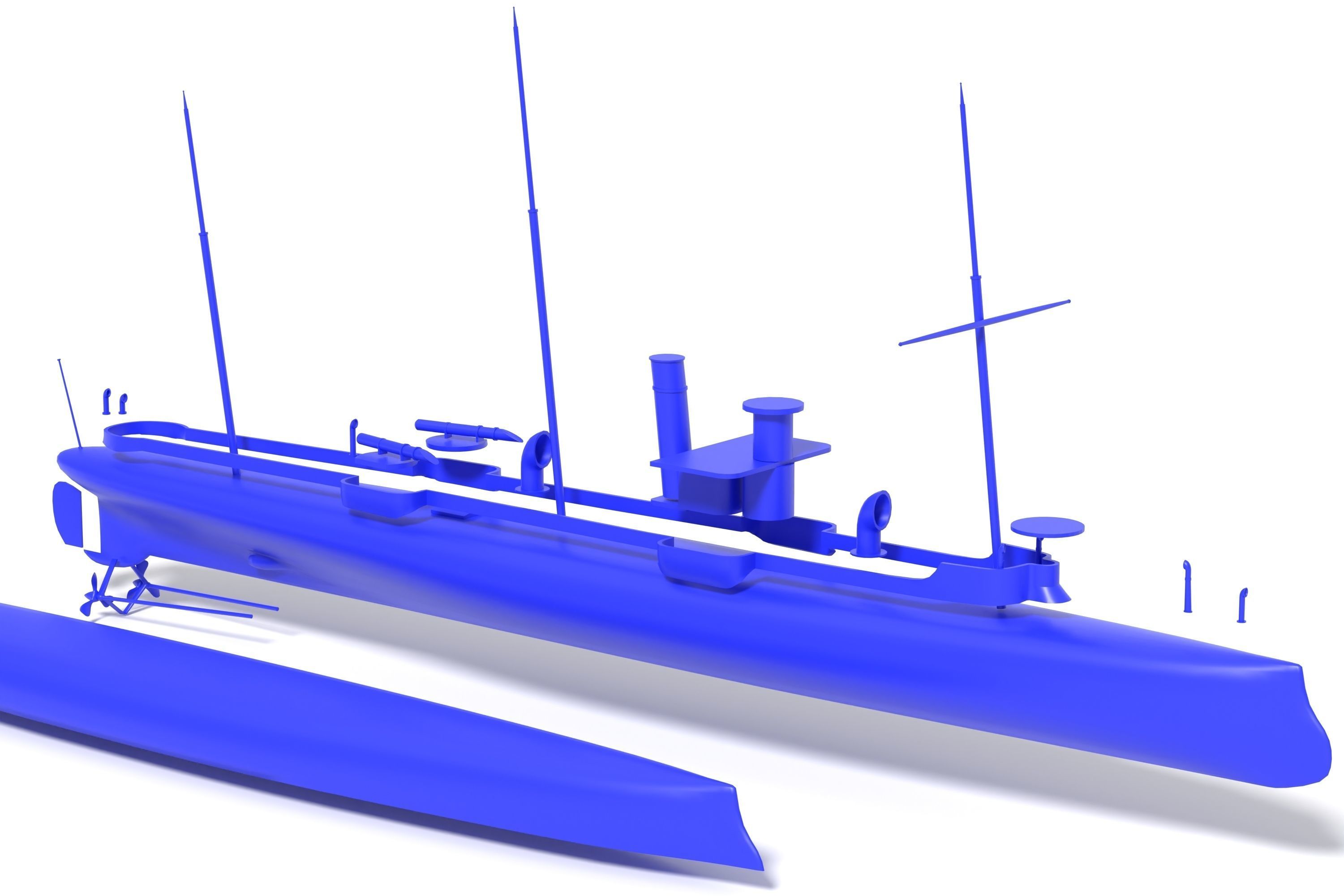 3D Print Ready torpedo gunboat Dragonne 1885 - French Navy 3D model 3D ...