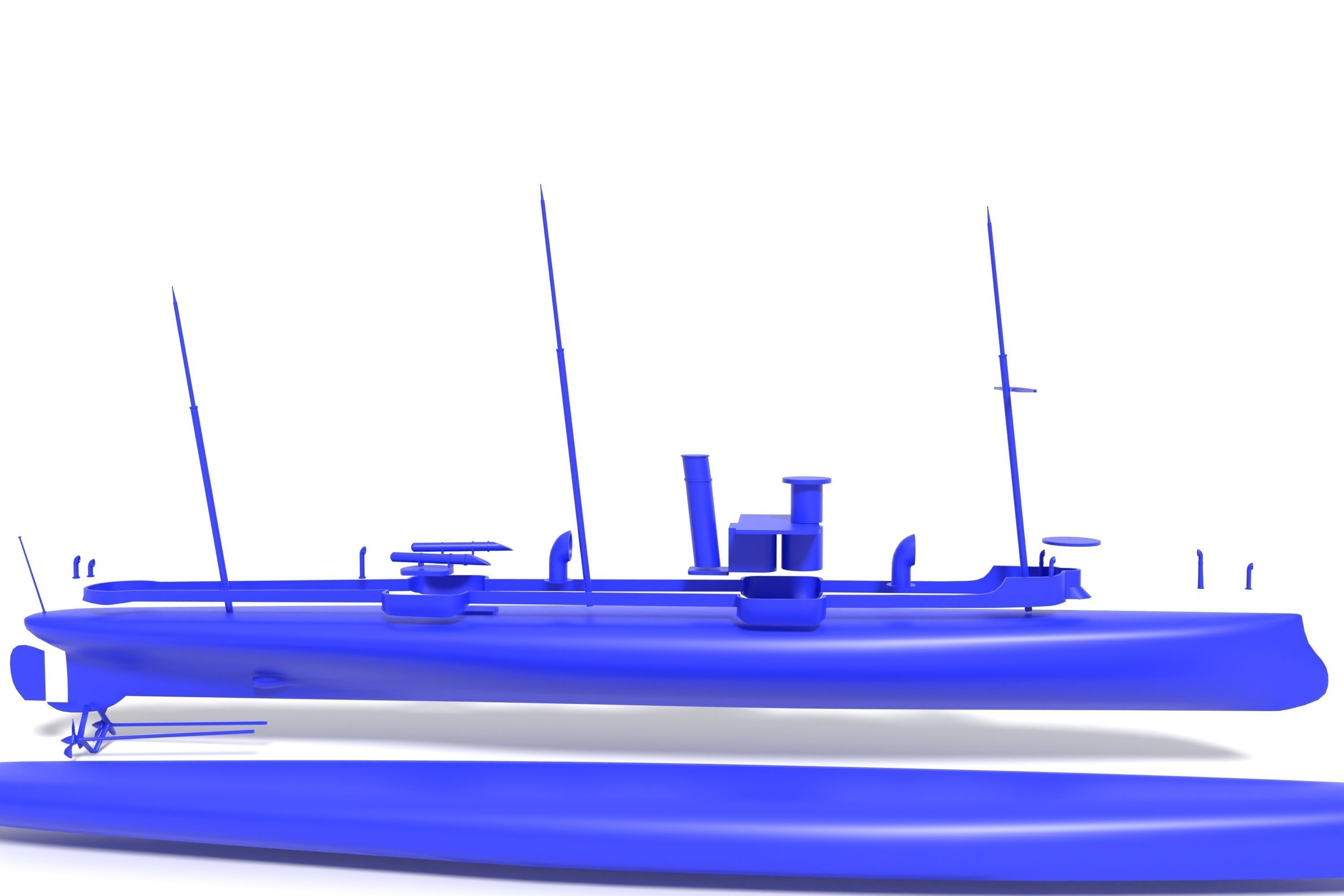 3D Print Ready torpedo gunboat Dragonne 1885 - French Navy 3D model 3D ...
