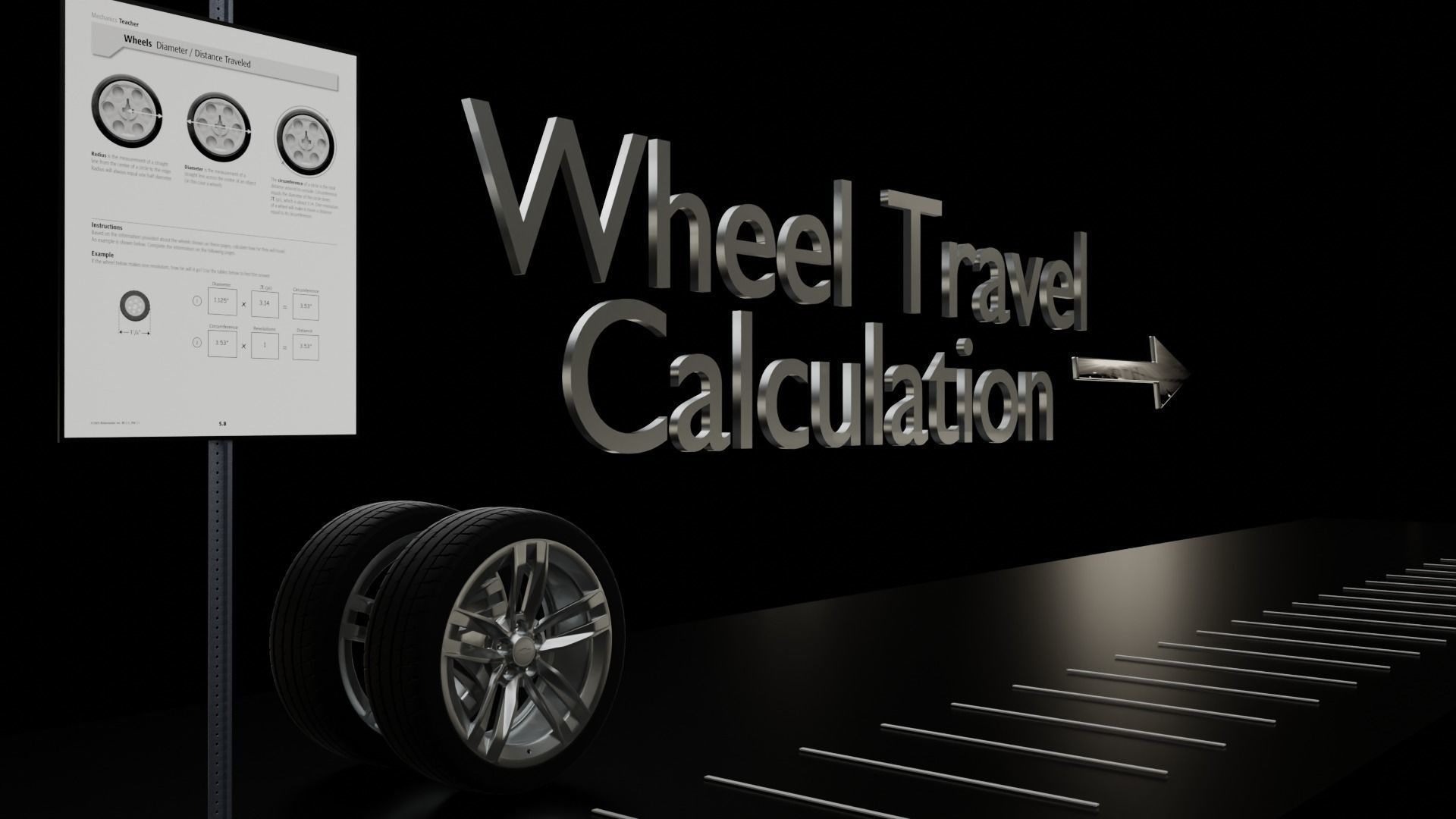 Wheel Travel Calculation 3D model animated | CGTrader