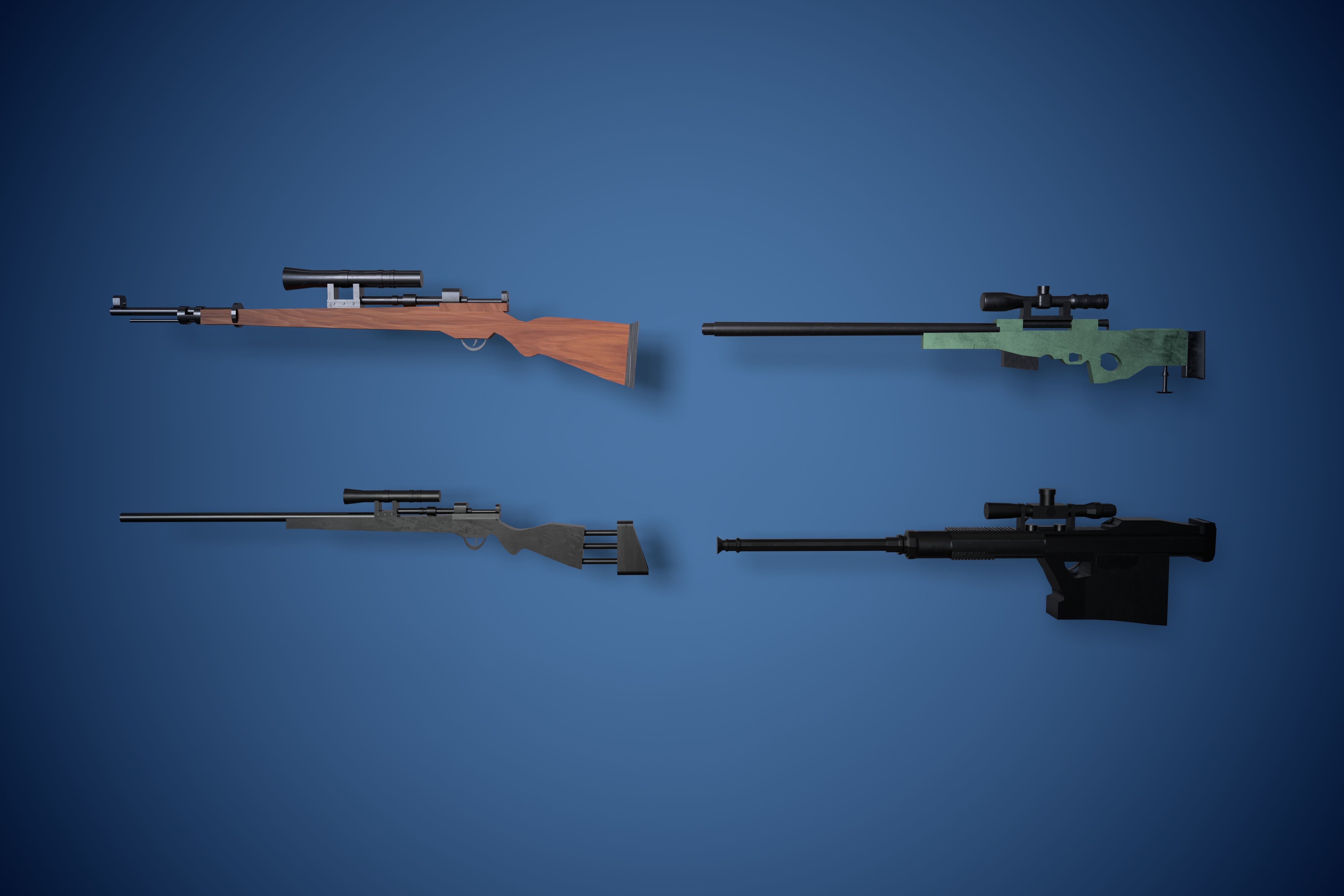 3D model Lowpoly Sniper Guns VR / AR / low-poly | CGTrader