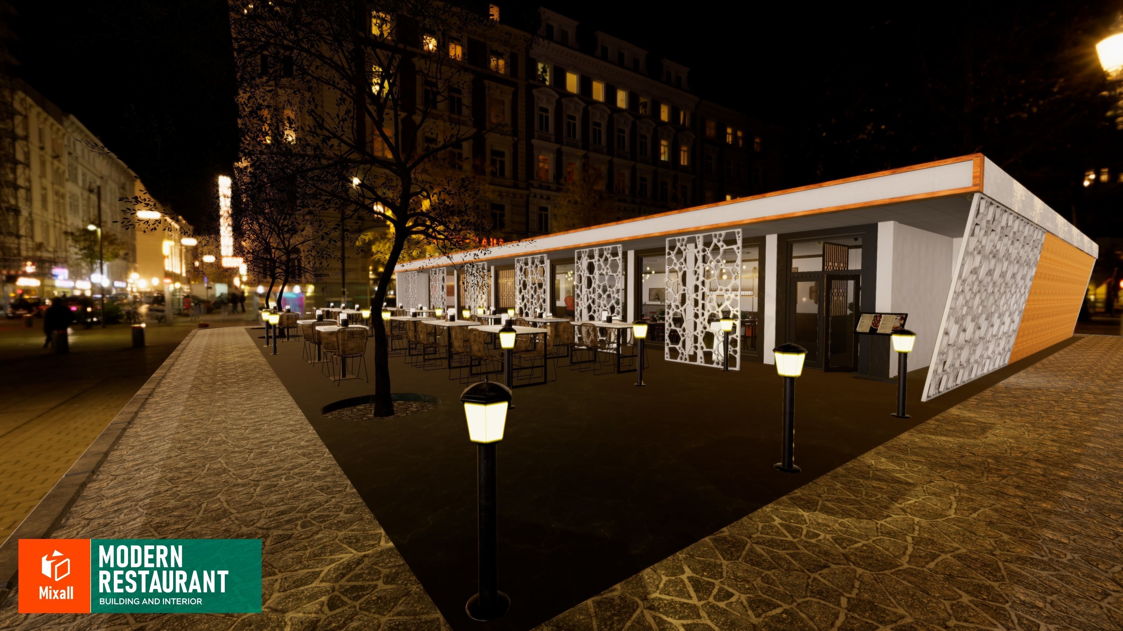 Modern restaurant - building and interior 3D model | CGTrader